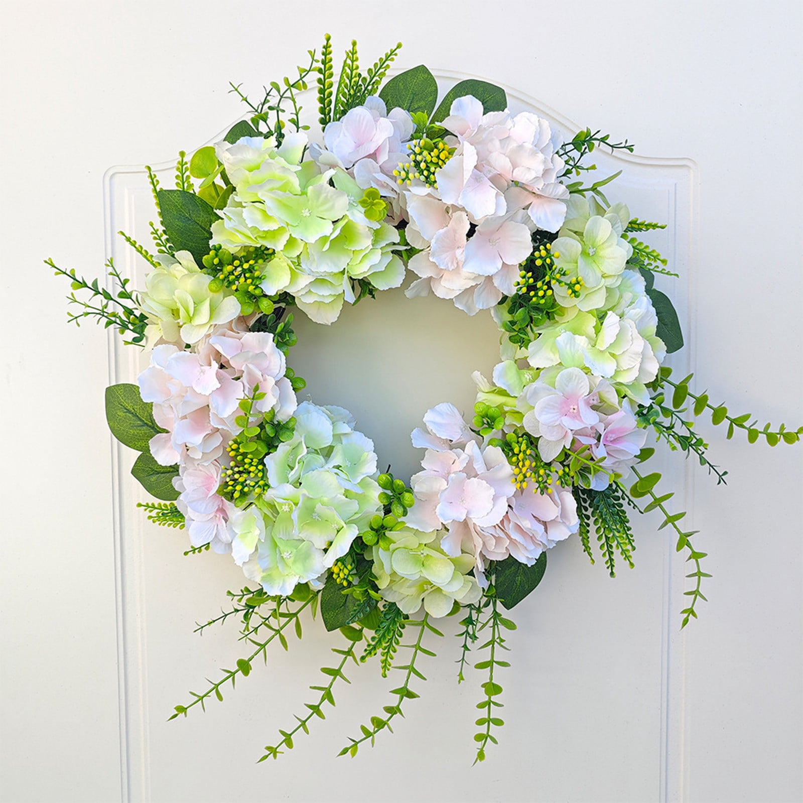 COM1950s Artificial Wreath, Hydrangea Wreath for Home Decor, Wedding ...