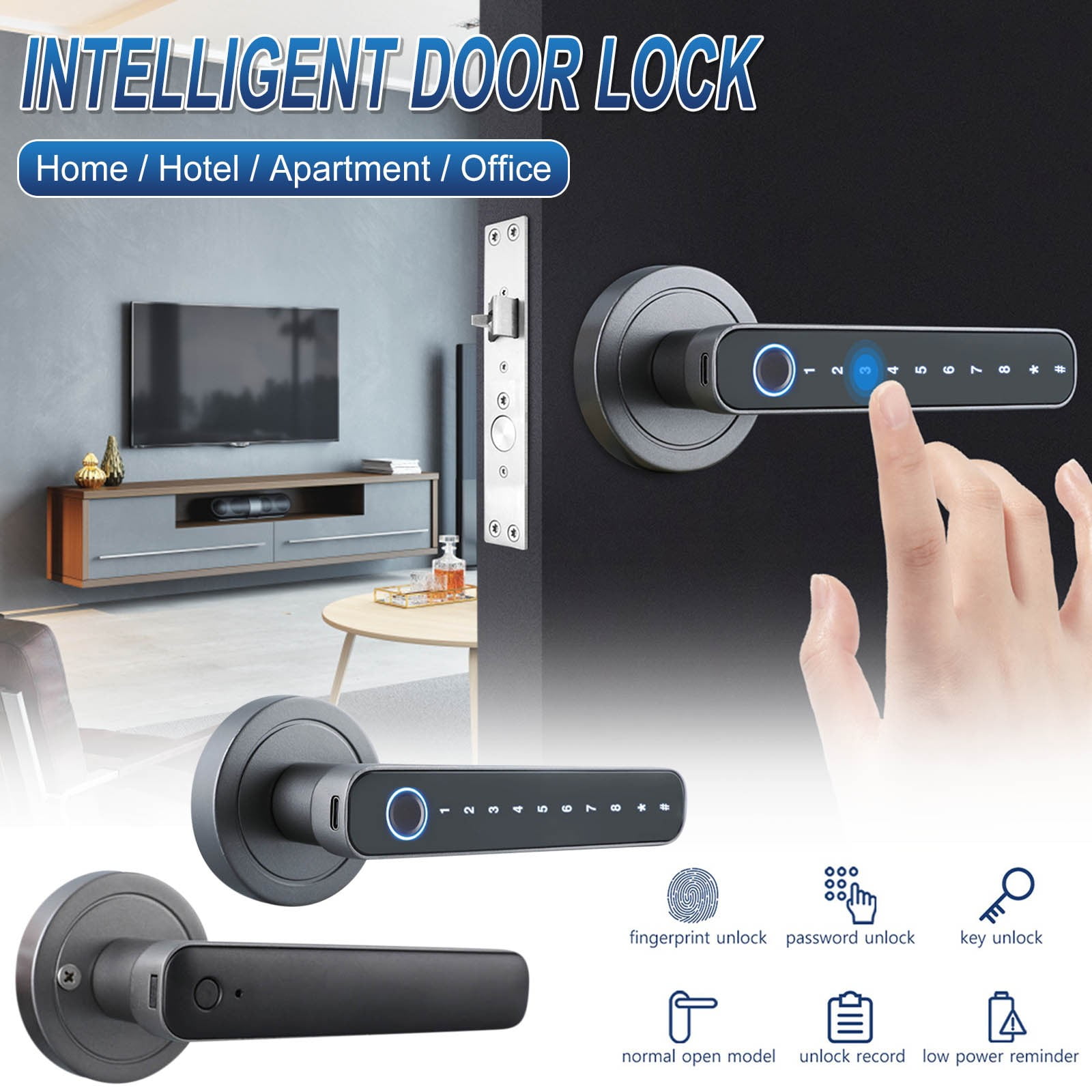 COM1950s Bedroom Door Locks with Keys Fingerprint Smart Door Lock ...