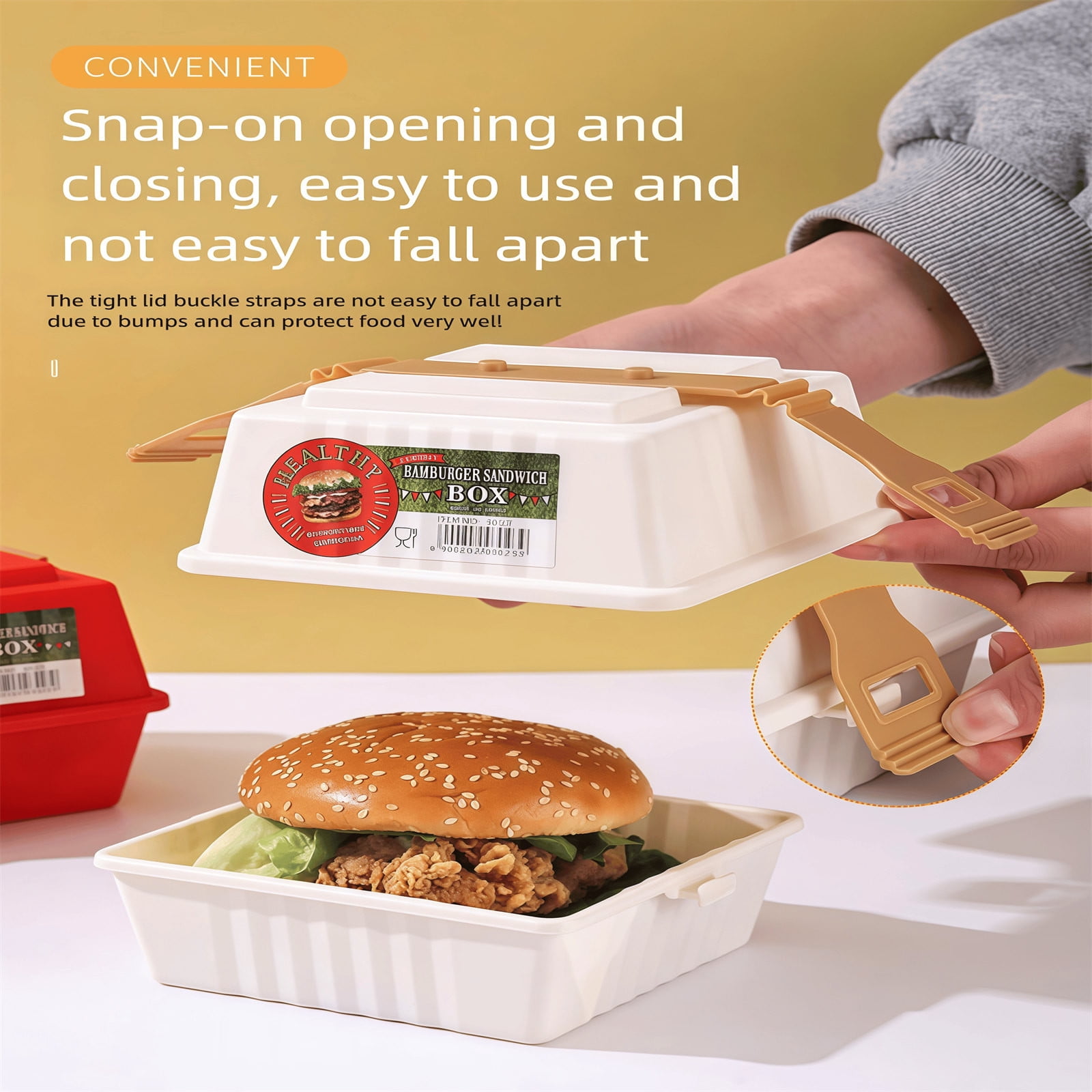 COM1950s Bento Box Lunch Box,2025 New Popular Portable Hamburger Bento ...