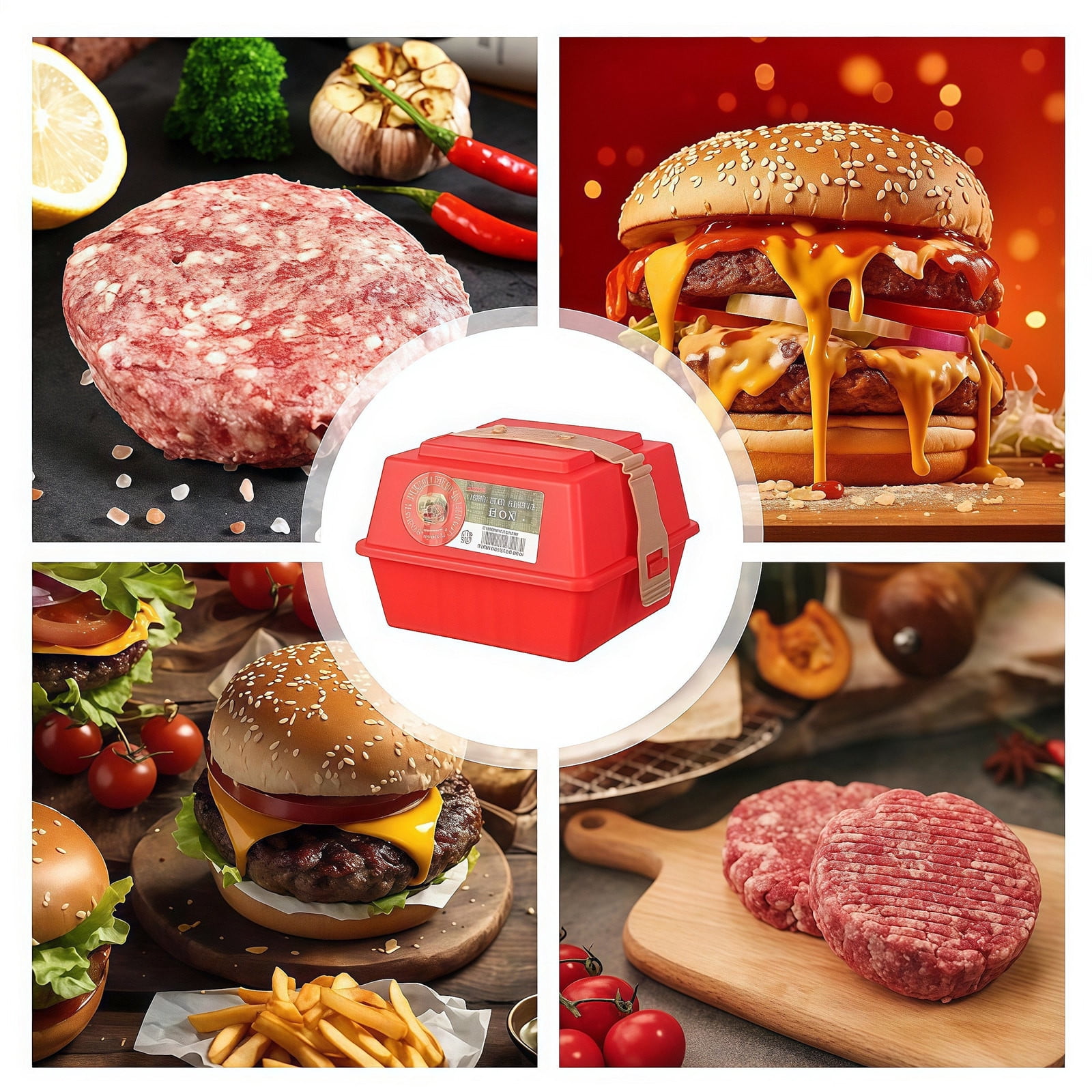 COM1950s Bento Box Lunch Box,2025 New Popular Portable Hamburger Bento ...