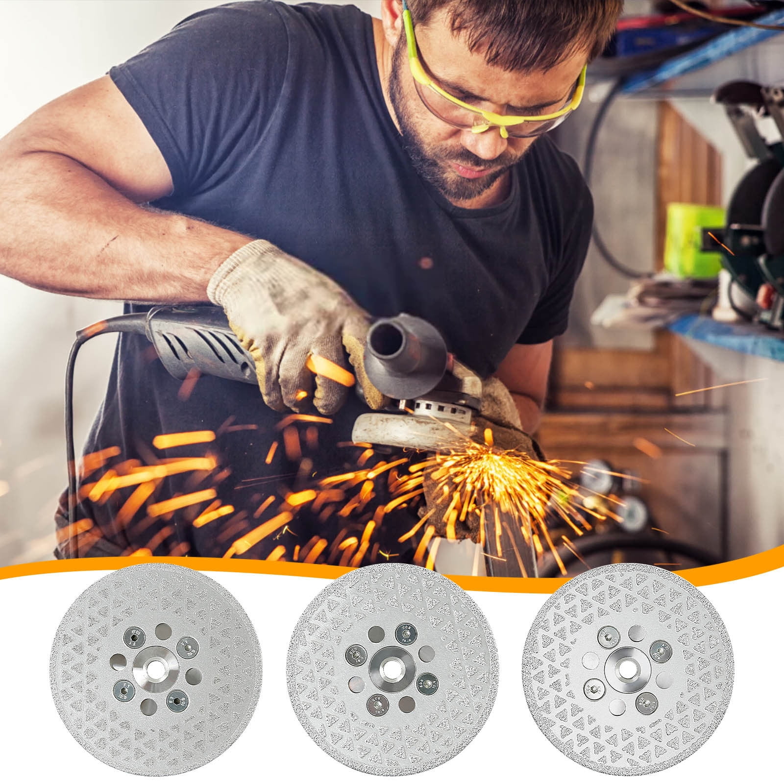 COM1950s Brazed Diamond Double-Sided Full Cutting Grinding Disc Angle ...