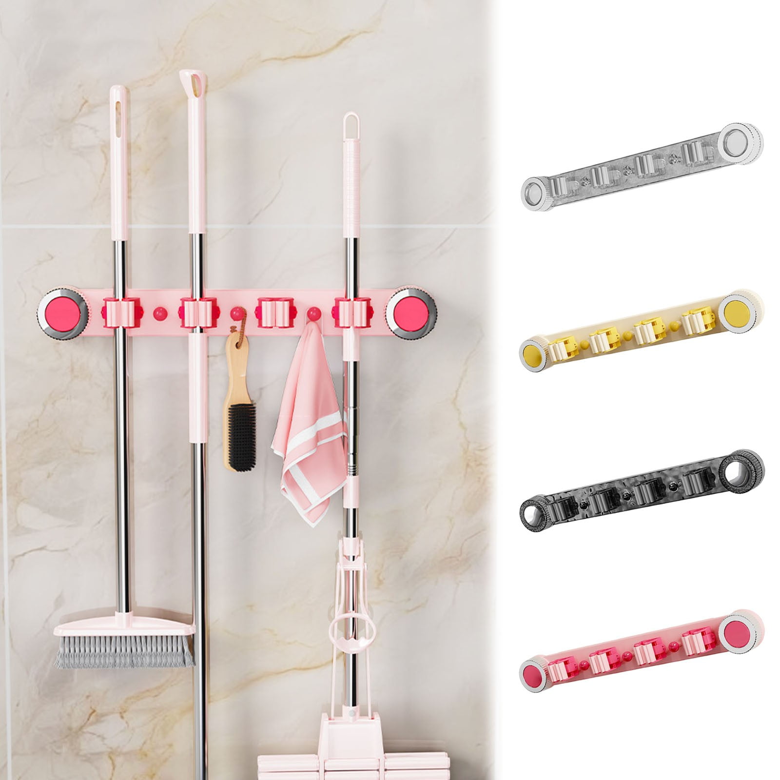 COM1950s Broom Holder Wall Mount,Broom Organizer Wall Mount,Mop and Wall Mount Heavy Duty Mop ...