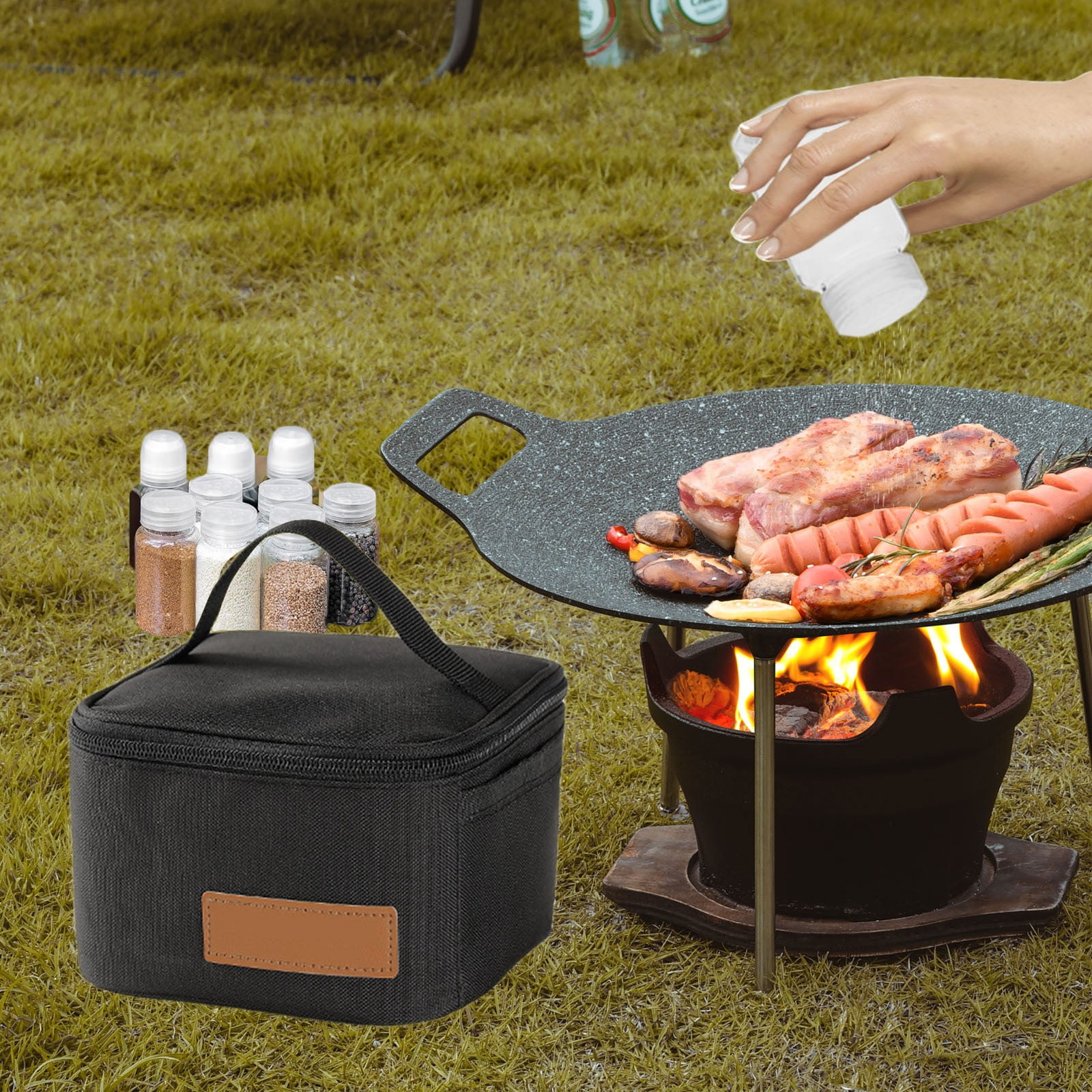 COM1950s Camping Spice Organizer 9-Piece Set,Portable Seasoning Bottles ...