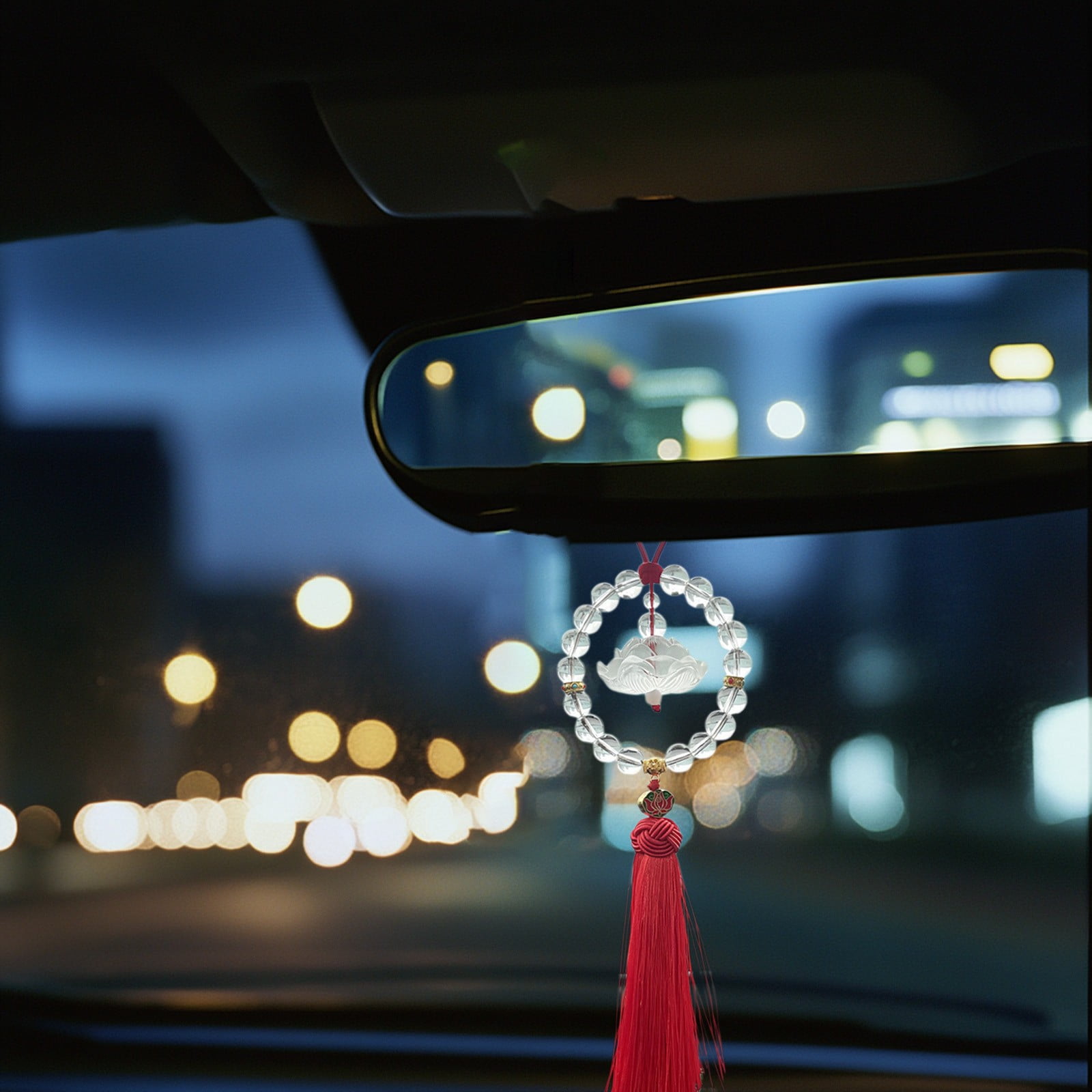 COM1950s Car Hanging Ornament, Antique Crystal Lotus Rearview Mirror ...