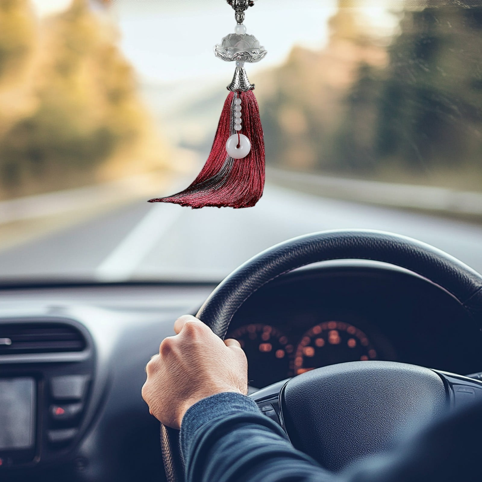 COM1950s Car Pendant for Rearview Mirror, Handmade Boho Auto Hanging ...