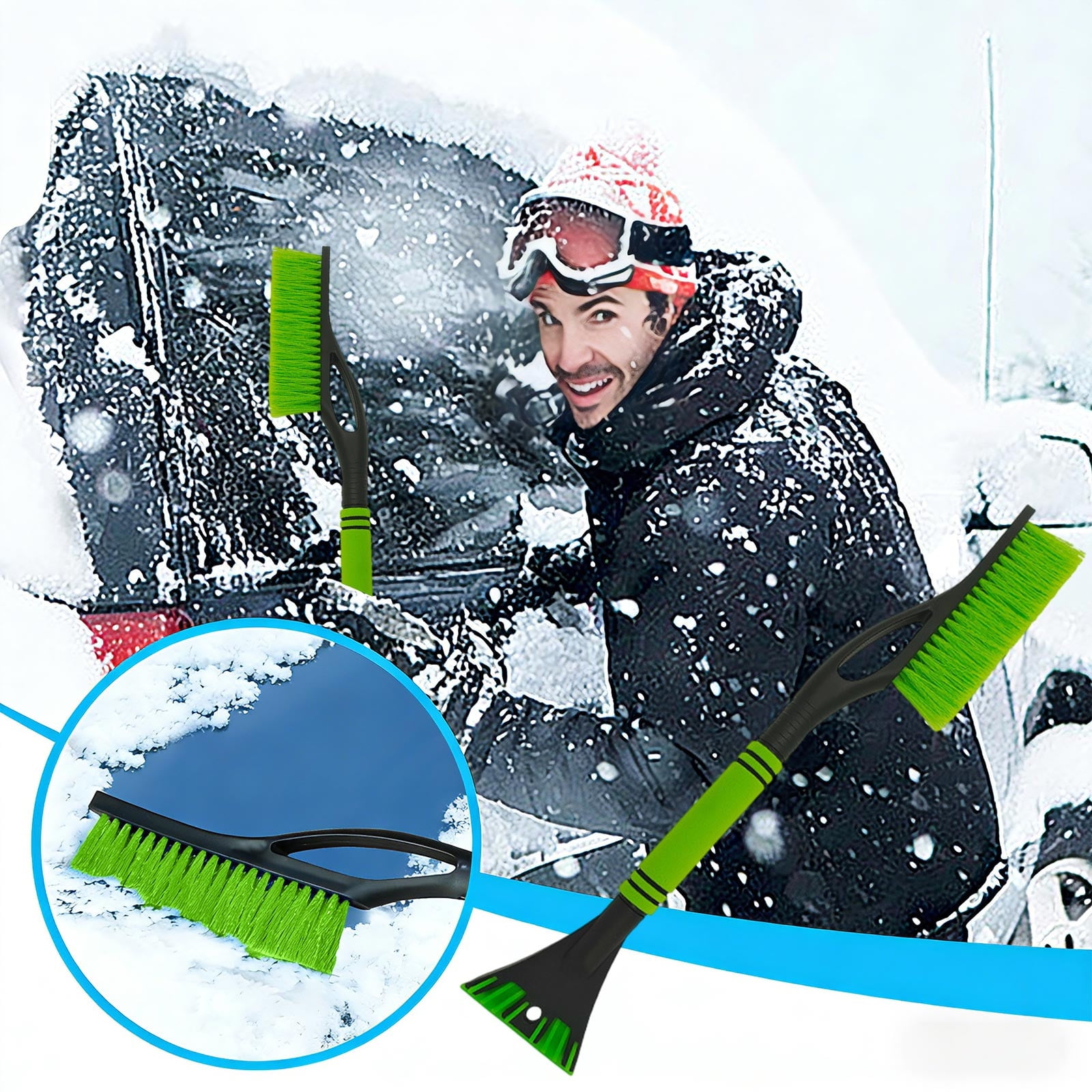 COM1950s Car Snow Brush and Ice Scraper,3-In-1 Detachable Snow Removal ...