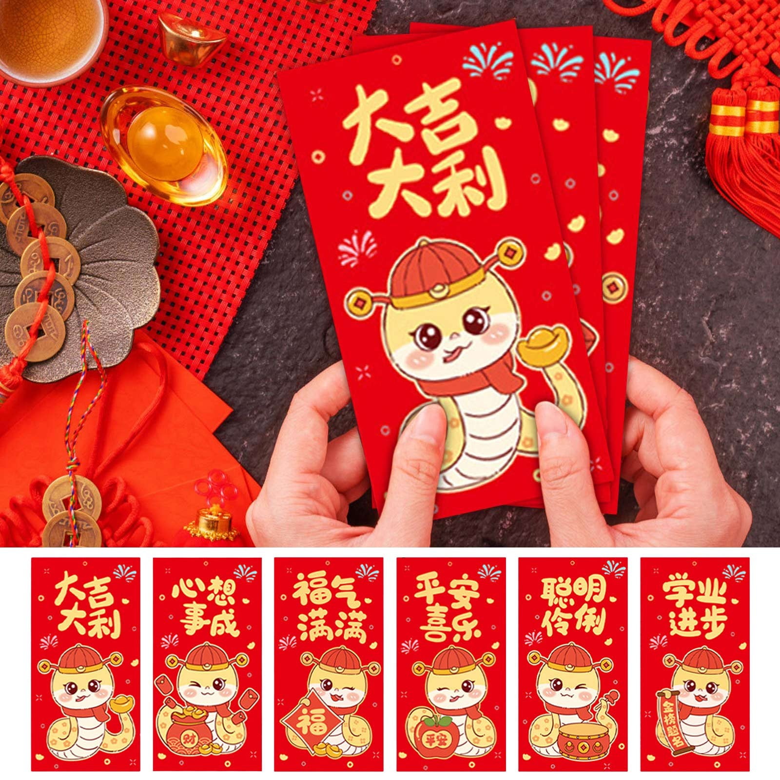 COM1950s Chinese New Year 2025 Red Envelope Snake New Year Red Envelope ...