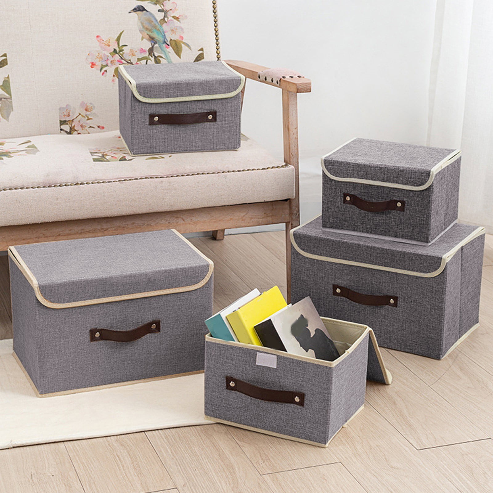 COM1950s Collapsible Storage Boxes,Washable,Fabric Storage Bins with ...