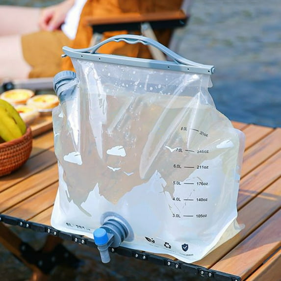 COM1950s Collapsible Water Container with Spigot,Portable 2.1 Gallon Camping Water Storage Bag ...