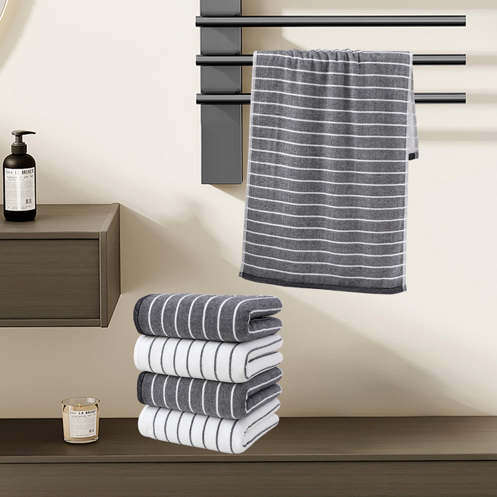 COM1950s Cotton Towel Set,5-Piece Water Absorbent Soft Washcloth Towels ...