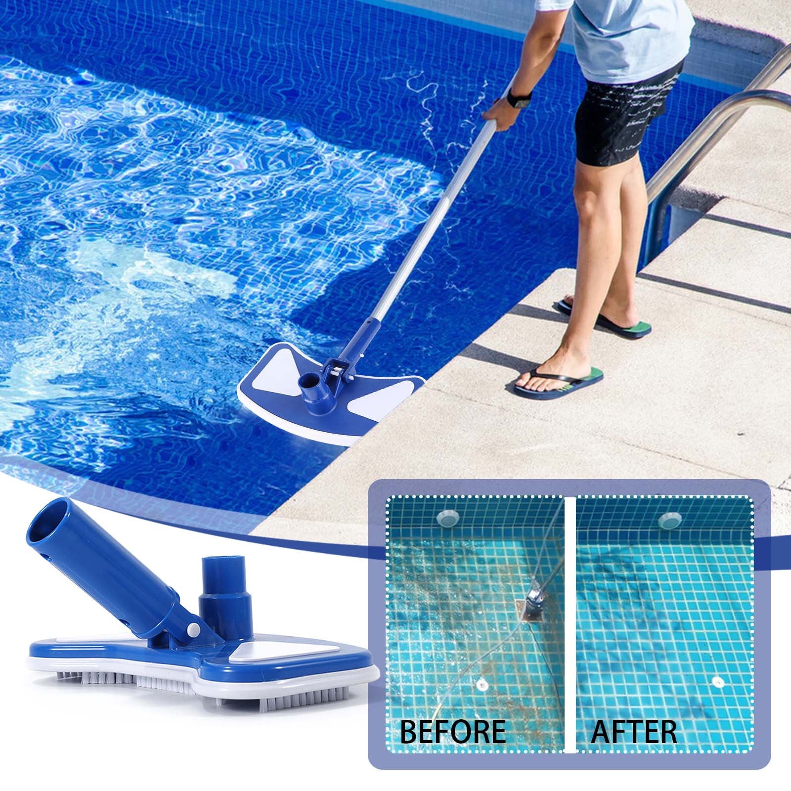 COM1950s Crescent Pool Vacuum Head Brush,Heavy Duty Nylon Bristles Swimming Pool Cleaner ...