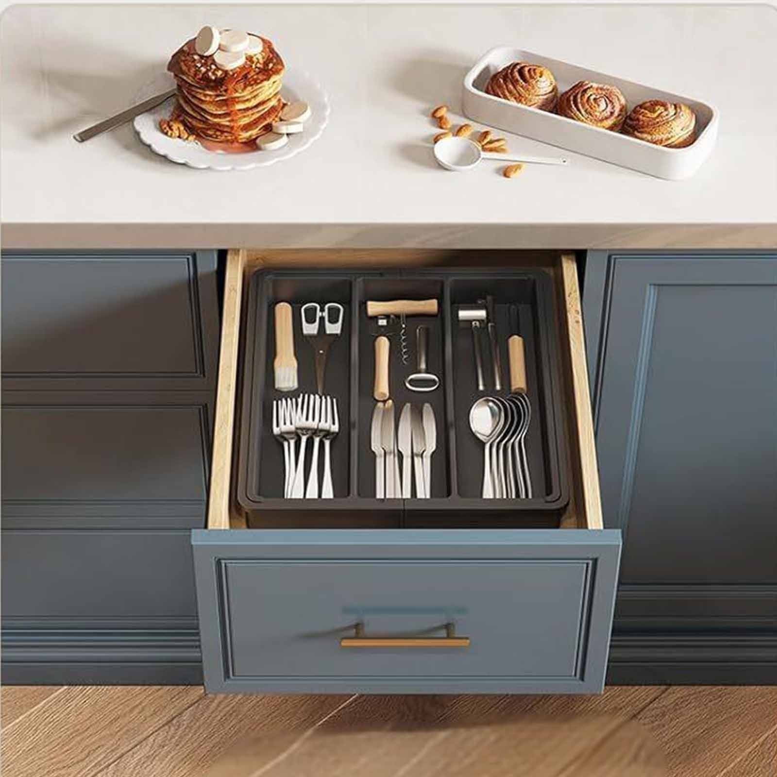 COM1950s Cutlery Organizer and Drawer Organizer,Expandable Plastic ...