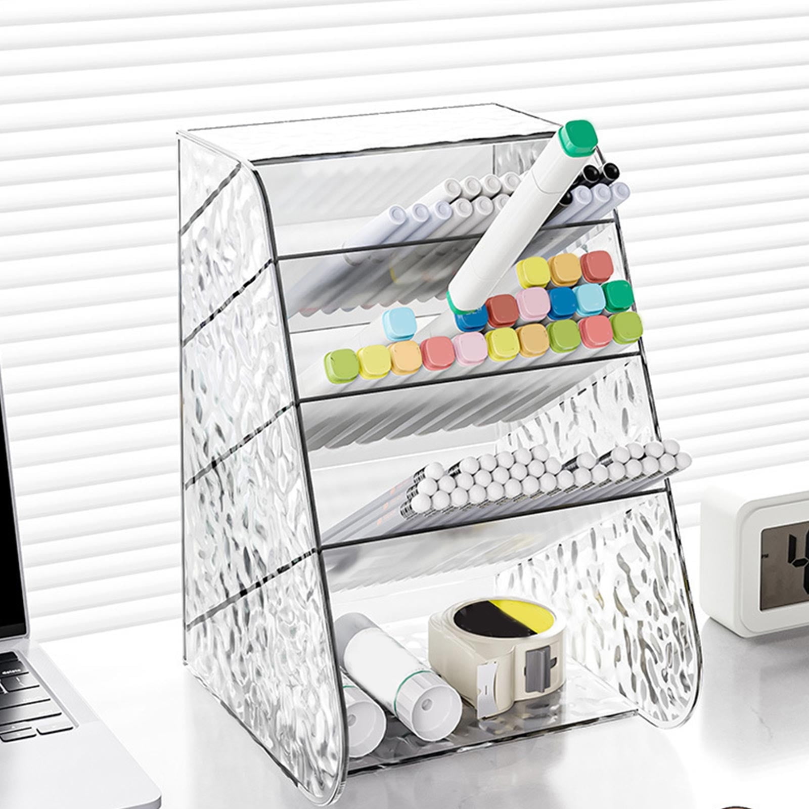 COM1950s Desktop Organizer,Transparent Storage Box with Slant Design ...