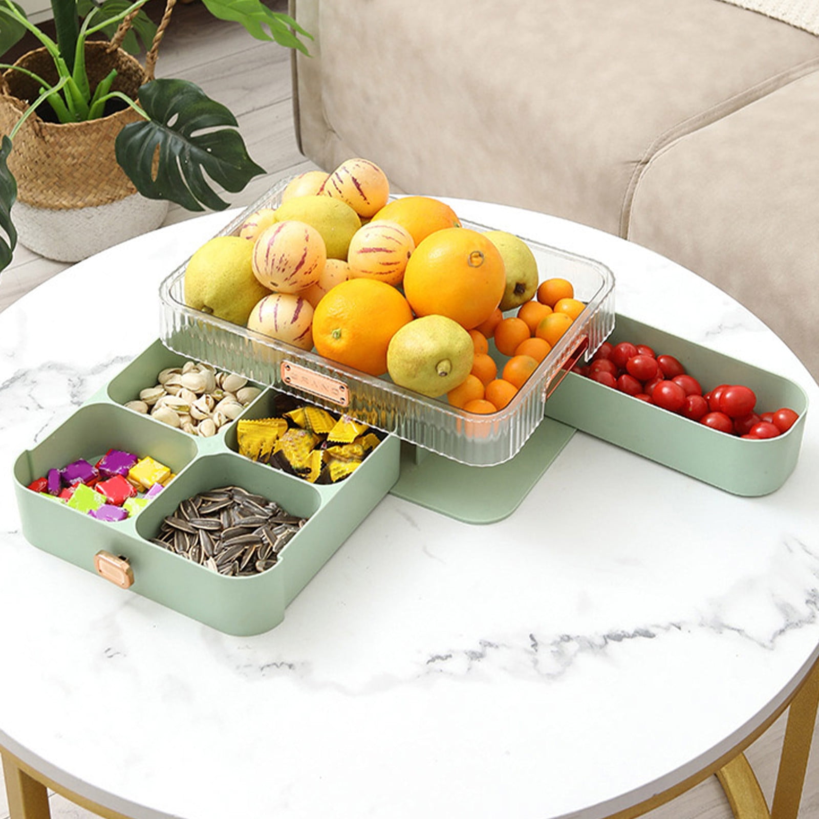 COM1950s Detachable Rotating Fruit Box Double Compartment Drawer Fruit ...