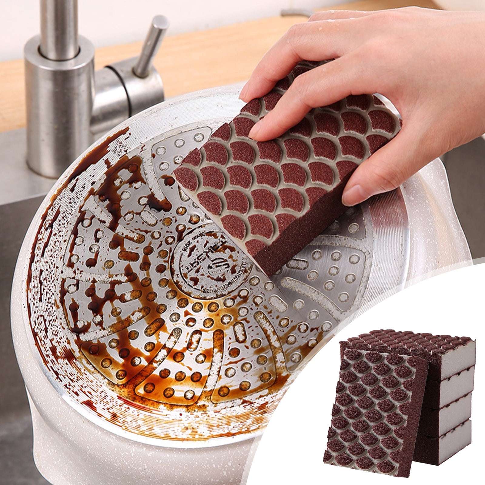 COM1950s Double Sided Cleaning Brush 5 Pack Kitchen Oil Stain Cleaning ...