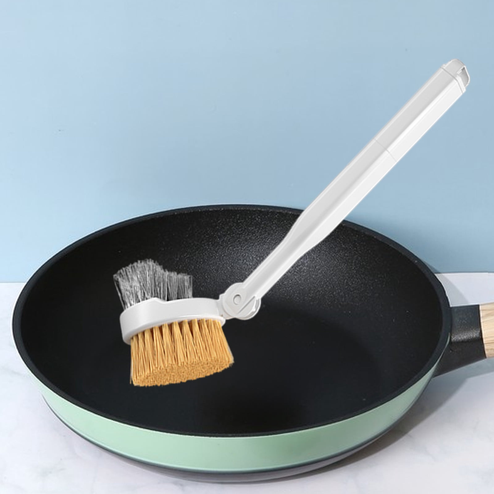 COM1950s Double-Sided Pot Scrubber Brush,Long Handle Heavy-Duty Cleaner ...