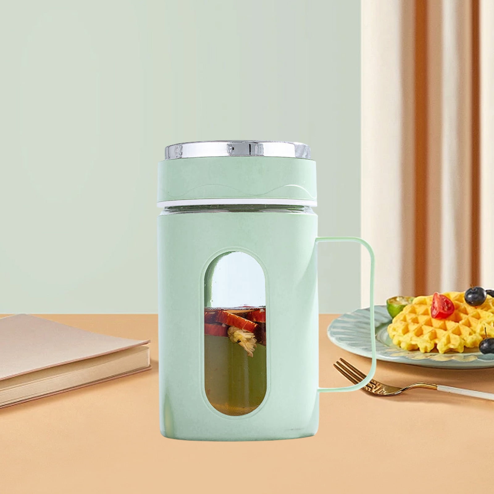 COM1950s Double Wall Glass Cup,Insulated Office Cup with Lid and Wide ...