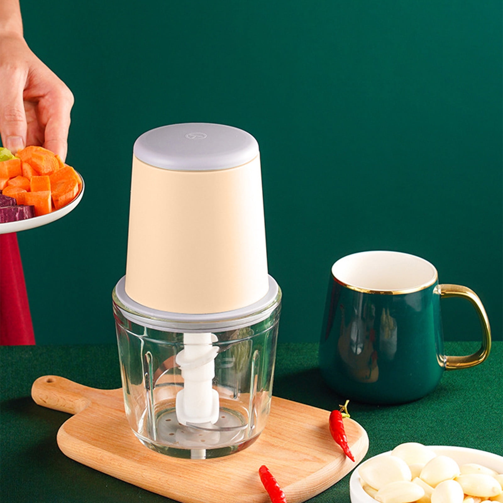 COM1950s Electric Mini Garlic Chopper Foodstuffs Processor Set with ...