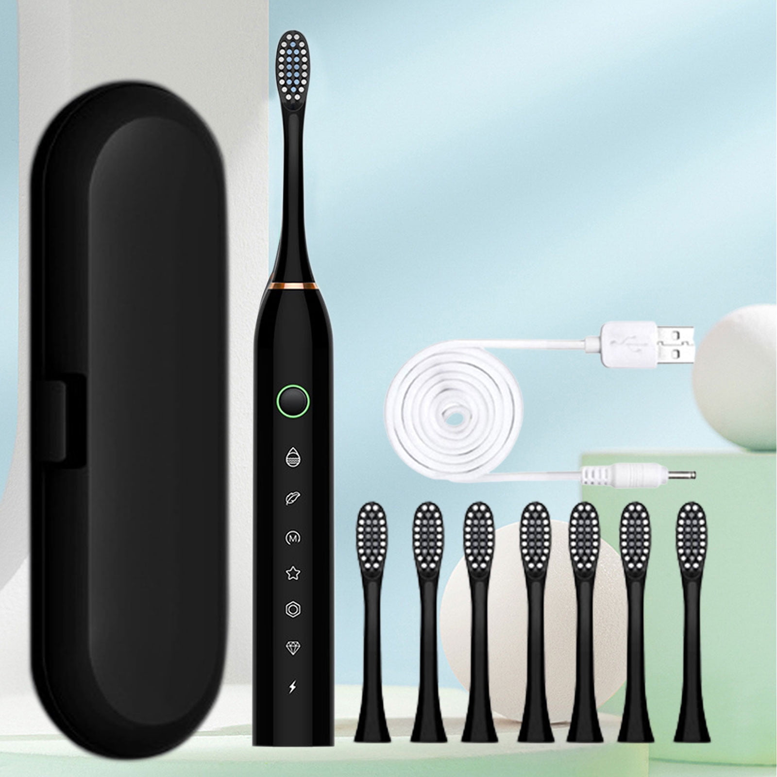 COM1950s Electric Toothbrush, Electric Toothbrush with 8 Brush Heads ...