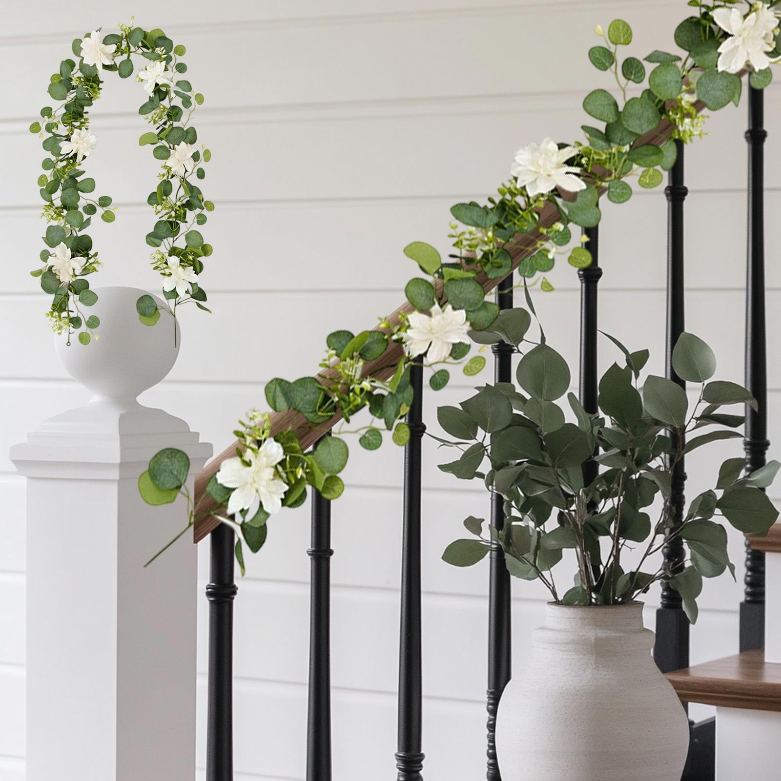 COM1950s Eucalyptus Vine Garland,5.9Ft Artificial Greenery,Realistic ...