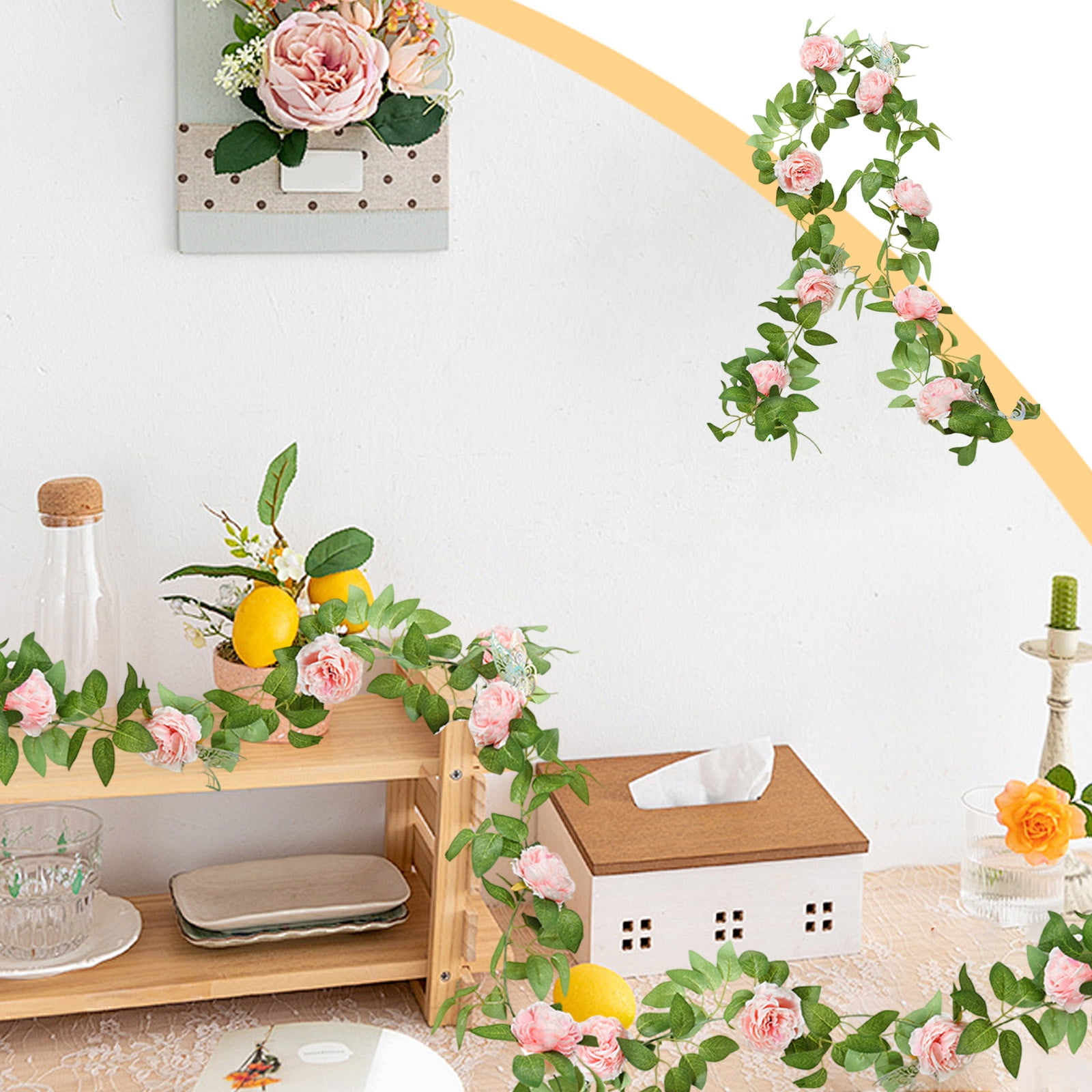 COM1950s Fake Flowers Decor,Fake Vines with Fake Flowers,Simulation ...