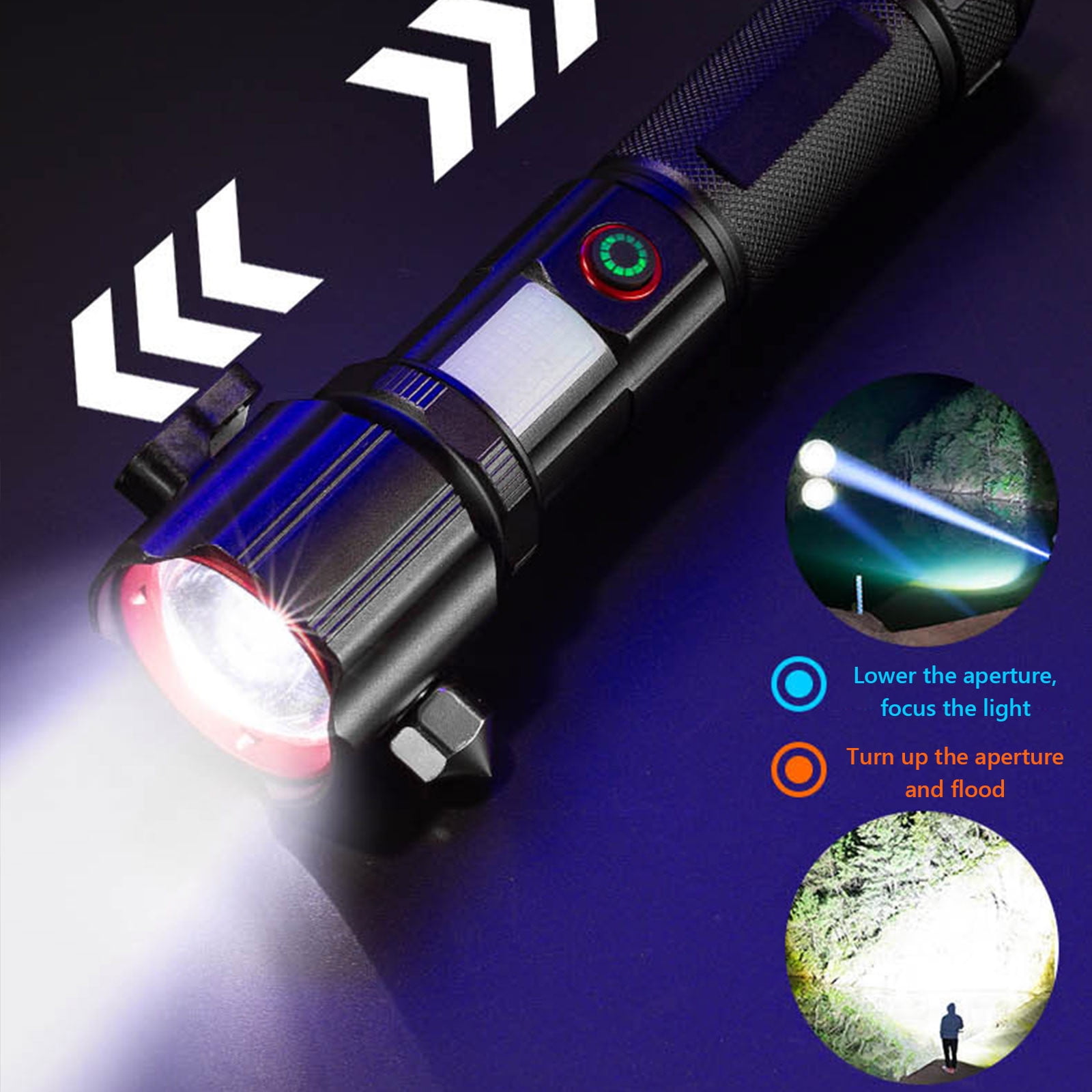 COM1950s Fast Charging Car Charger Flashlight Multi-Function Flashlight Rechargeable with ...