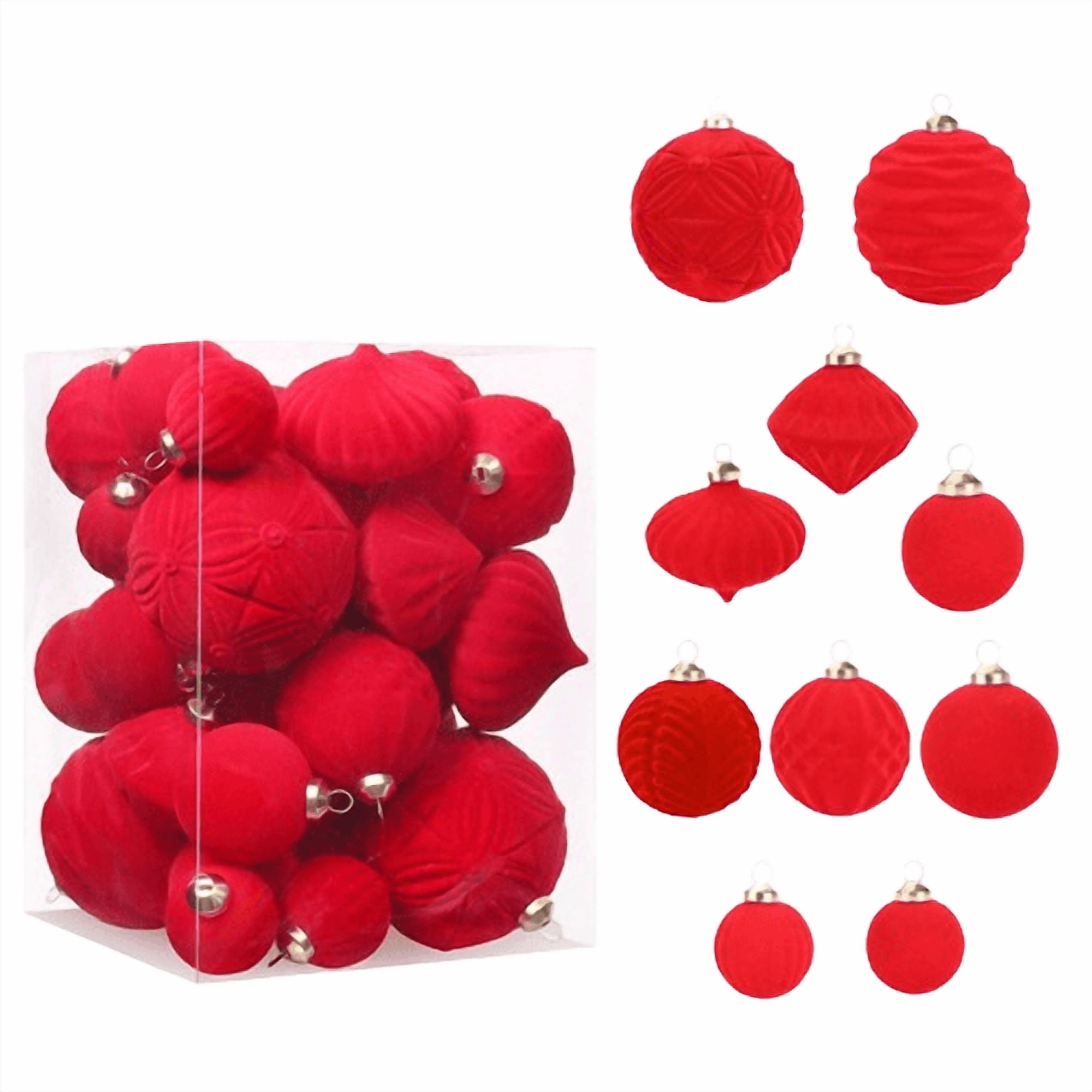 COM1950s Flocked Christmas Balls Ornaments Set,Boutique Decorative ...