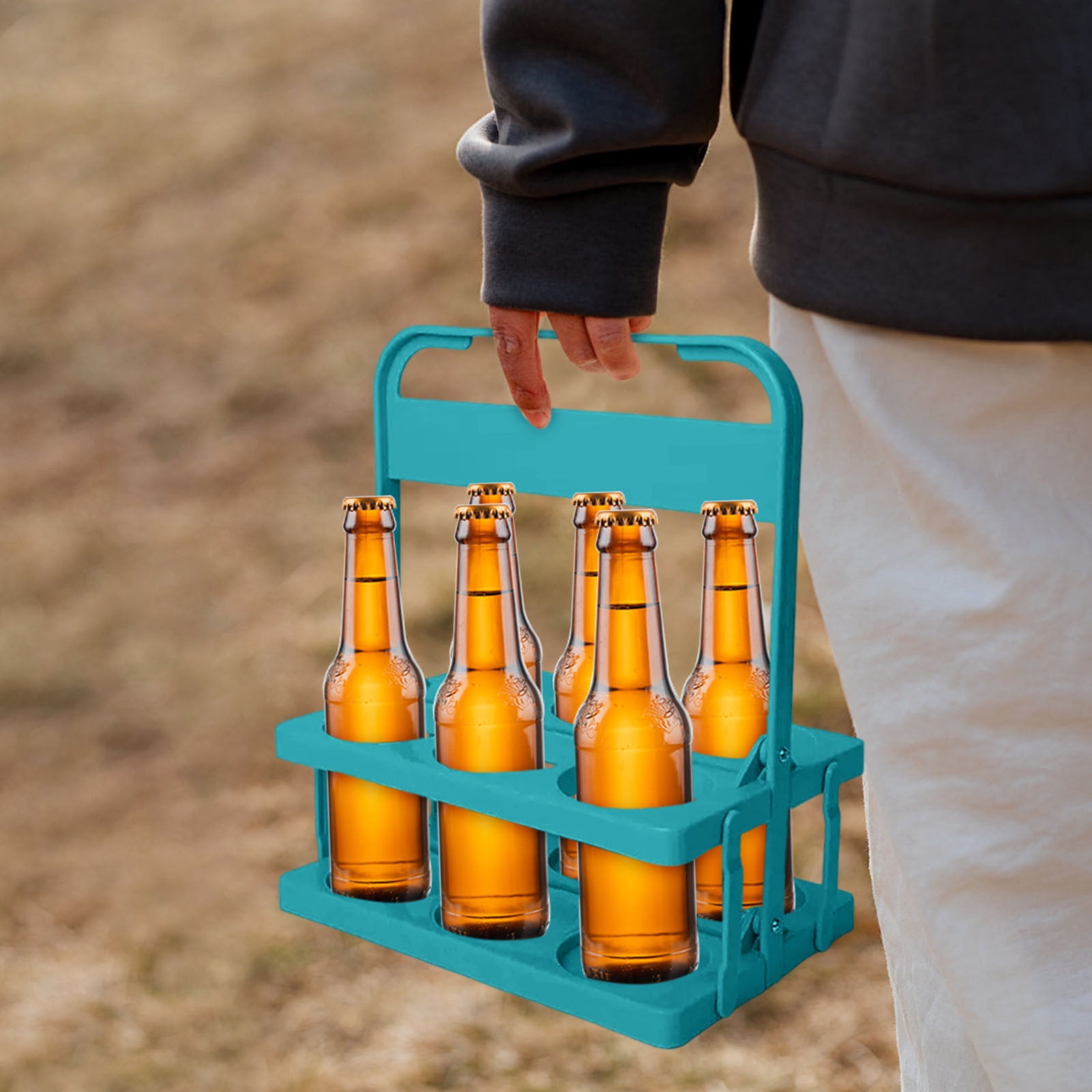 COM1950s Foldable Beer Tote,Portable Beverage Carrier for 6 Bottles ...