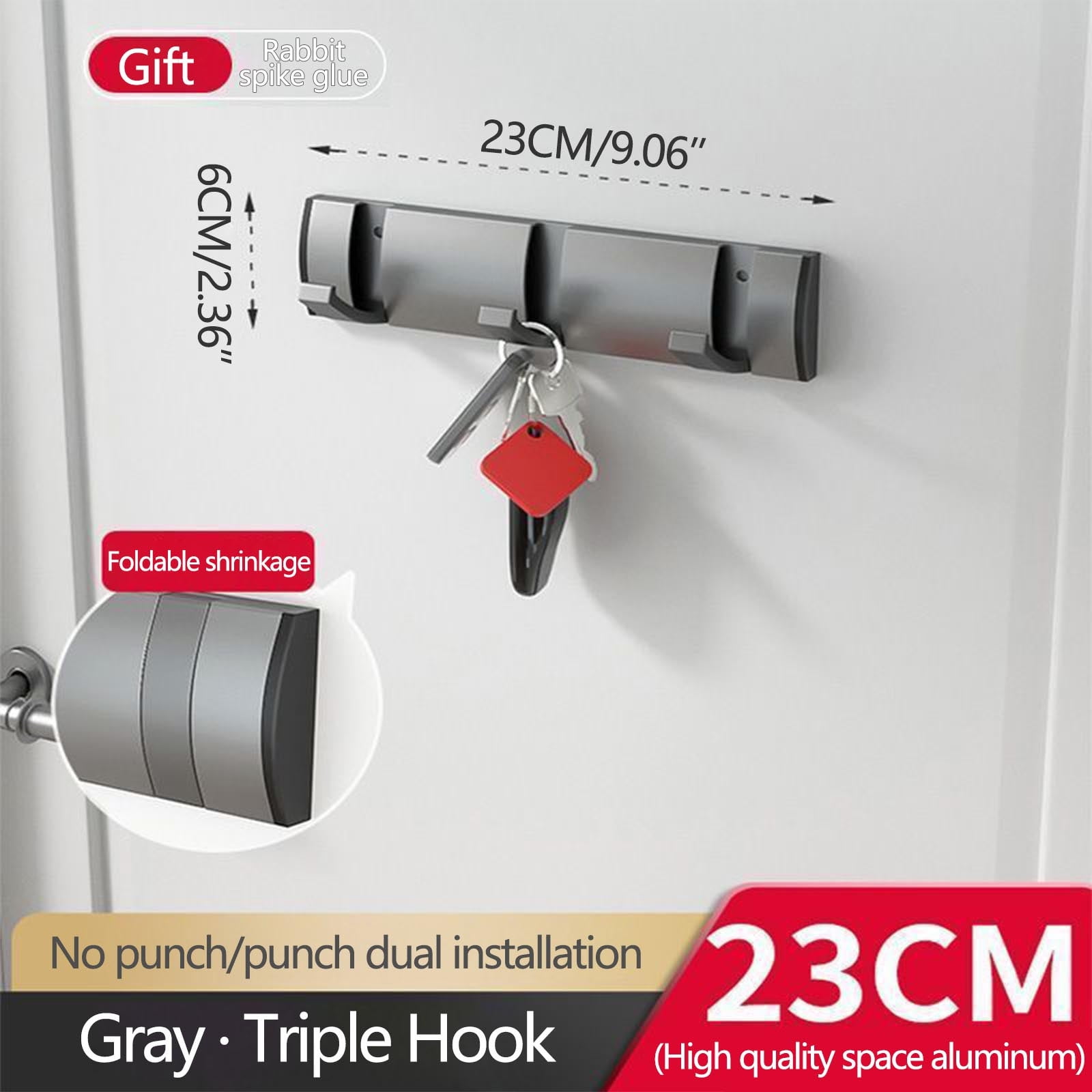 COM1950s Foldable Wall Hooks,Invisible Adhesive Hooks for Bedroom ...