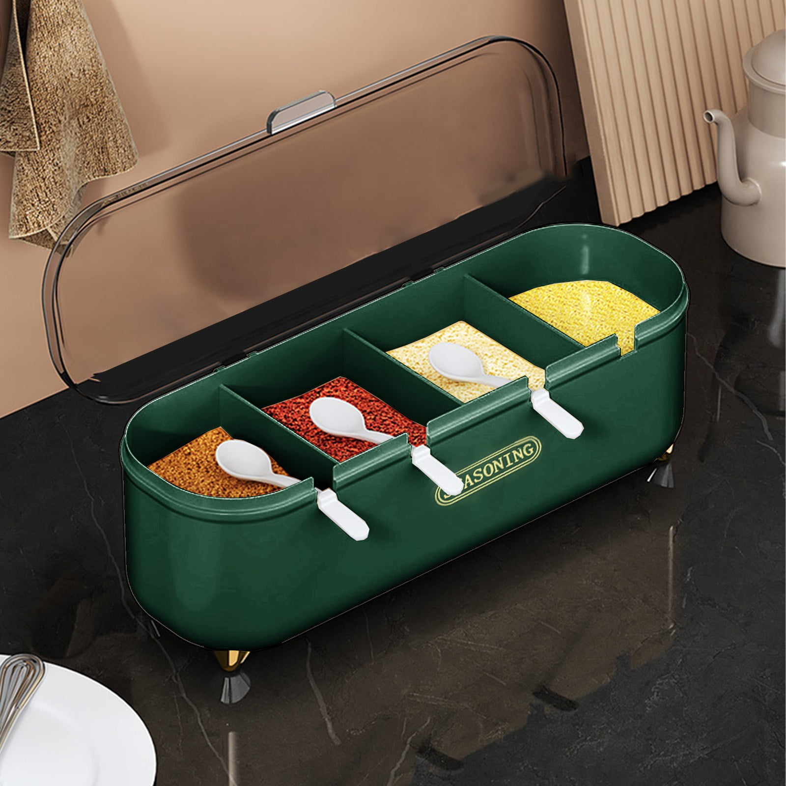 COM1950s Food Storage Container Set,Condiment Container 4-Compartment ...