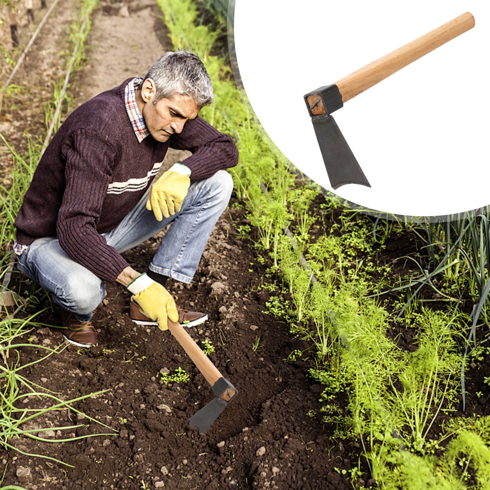 COM1950s Garden Hoe & Fork Combo - Stainless Steel Hand Tools for Grass ...