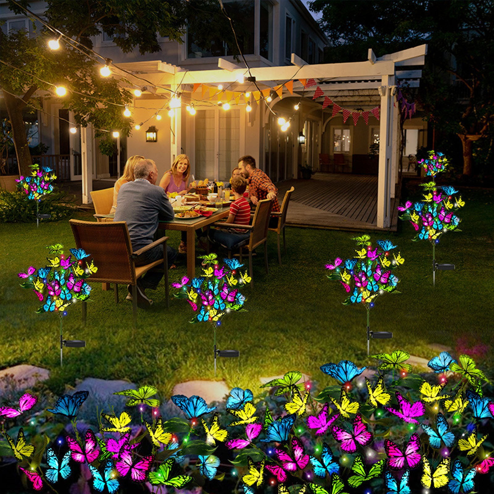 COM1950s Garden Solar Lights Outdoor Solar Fiber Ground Plug Light ...