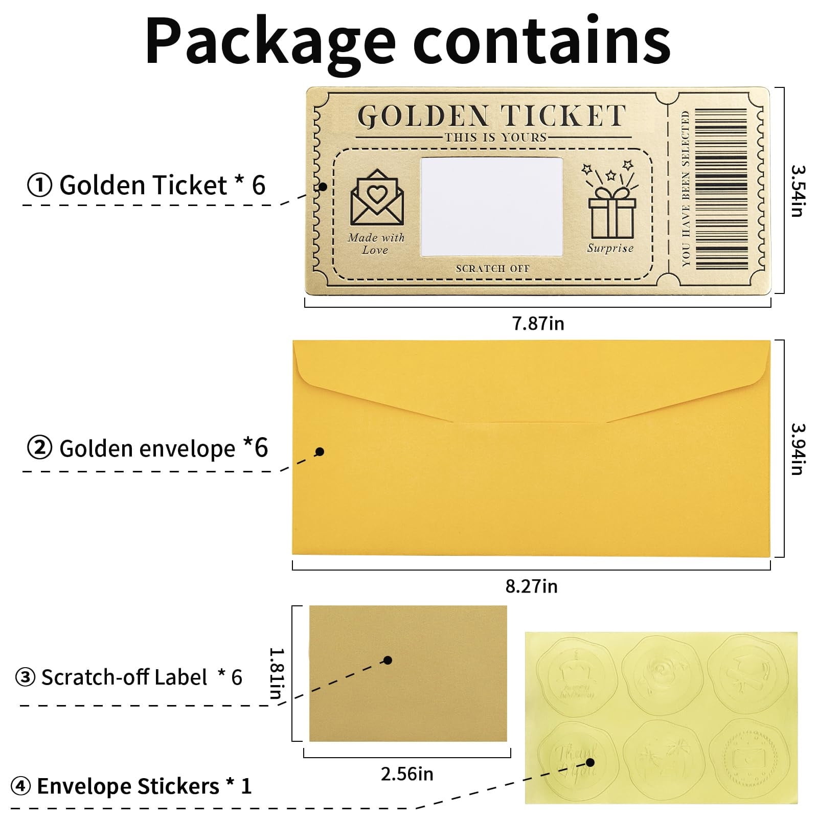 COM1950s Gift Card Envelopes Golden Tickets Scratch-Off Cards with ...