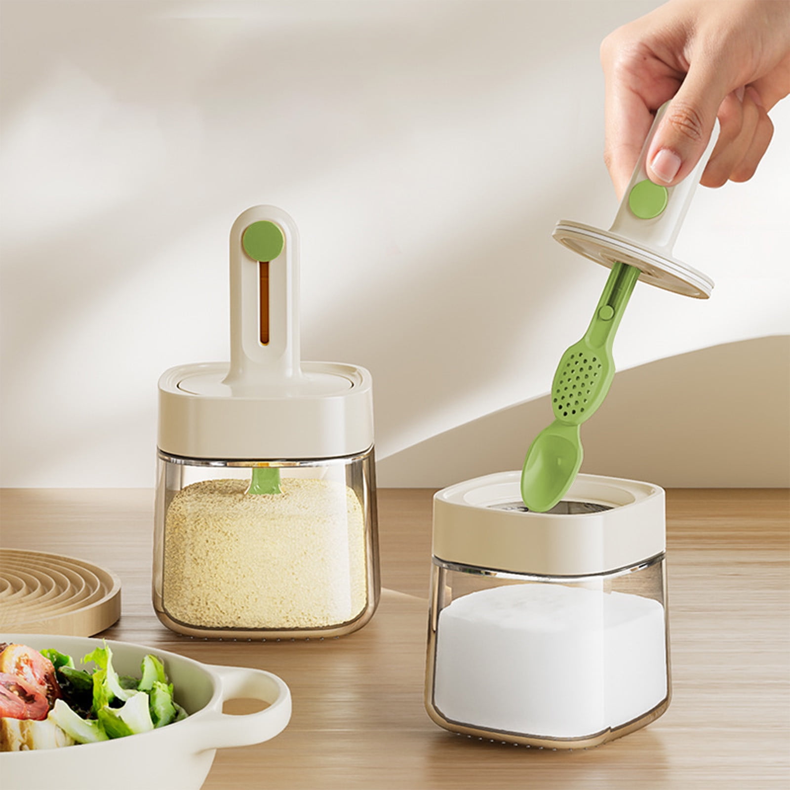 COM1950s Glass Spice Jars with Flip Lid,350Ml Airtight Spice Containers ...