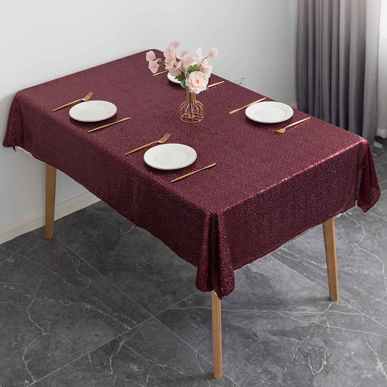 COM1950s Glitter Tablecloth 47X71 Inch,Sparkly Rectangular Table Cover ...