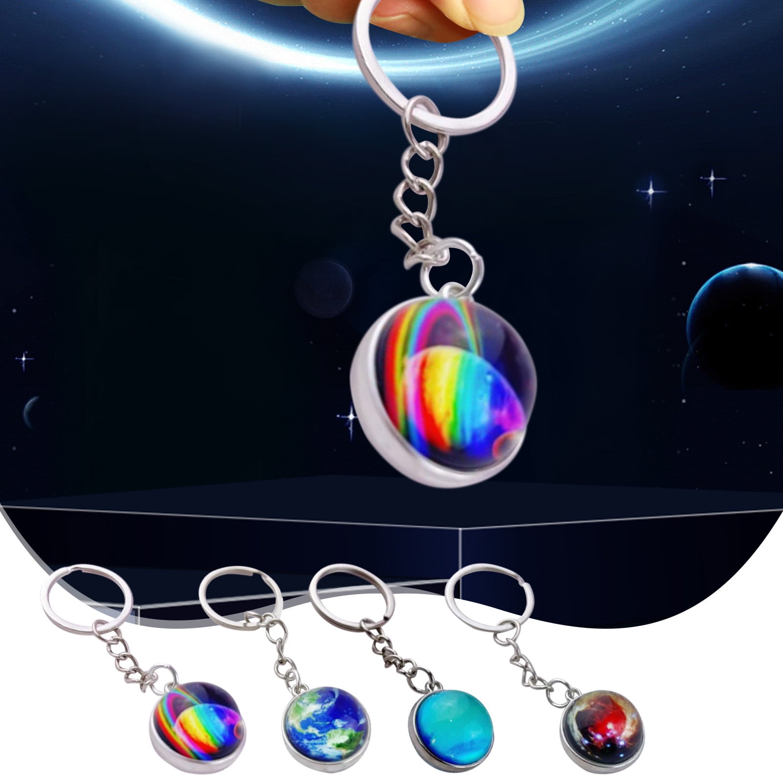 COM1950s ‌Glow in the Dark Solar System Keychain,Luminous Planets Glass ...
