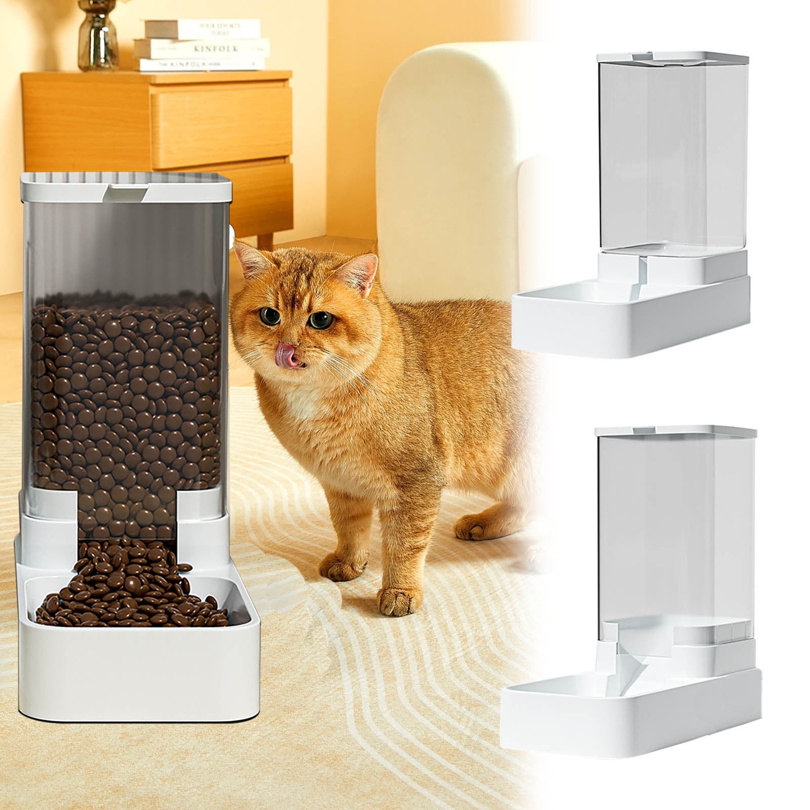 COM1950s Gravity Pet Feeder and Water Dispenser Set,Automatic Cat/Dog ...