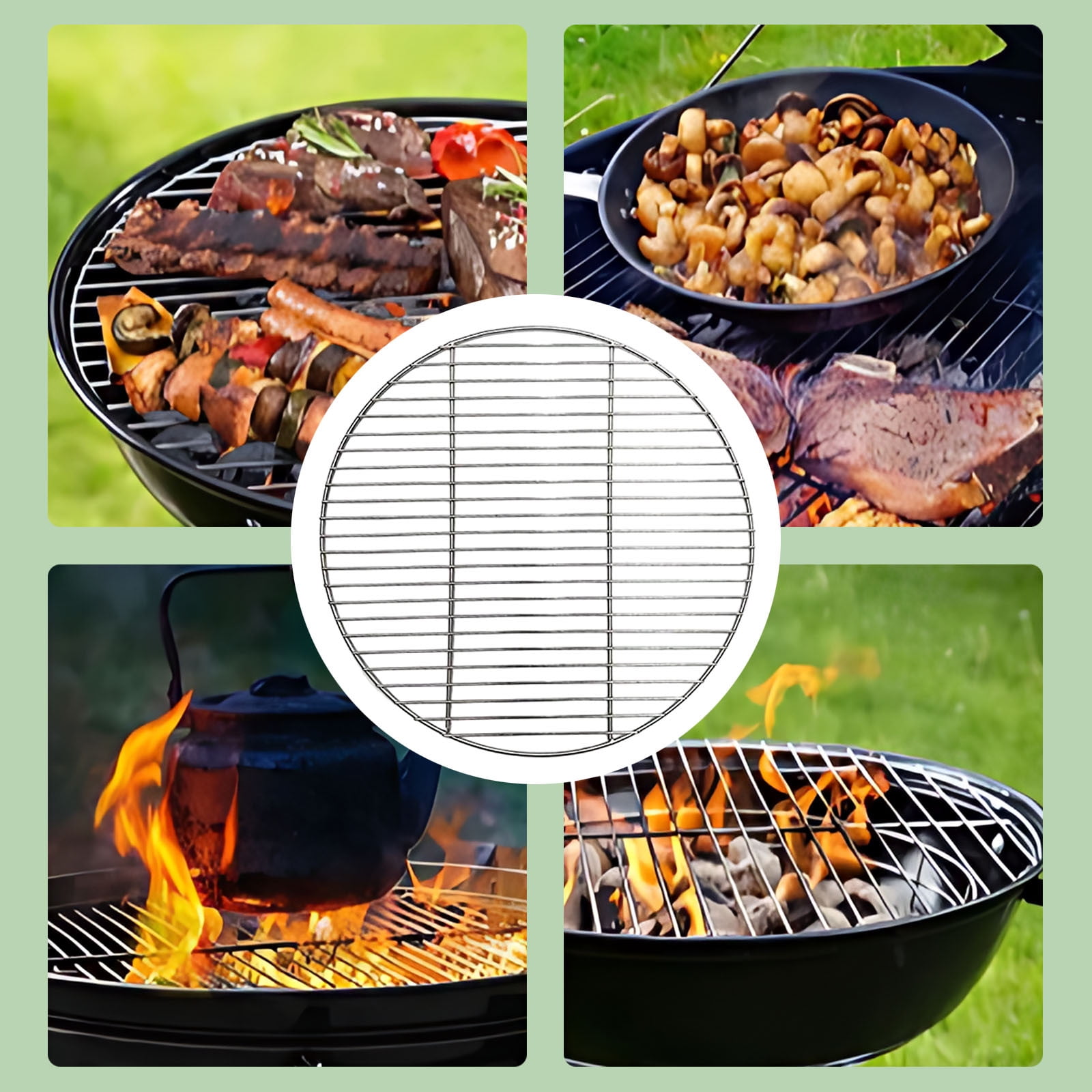 COM1950s Grill Grate,Stainless Steel Round Bbq Cooking Grid for Camping Picnic and Outdoor Use ...