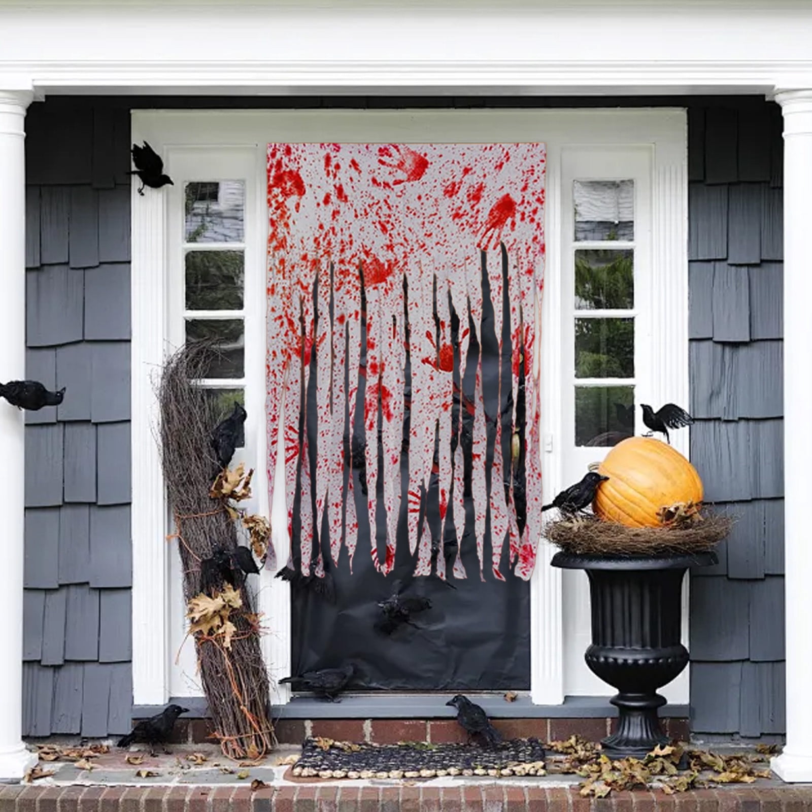 COM1950s Halloween Blood Curtain for Windows and Doors,Realistic Blood ...