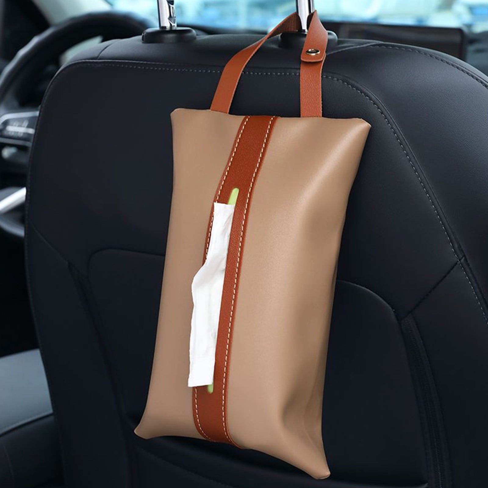 COM1950s Hanging Leather Paper Bag Household Tissue Box with Hanging ...