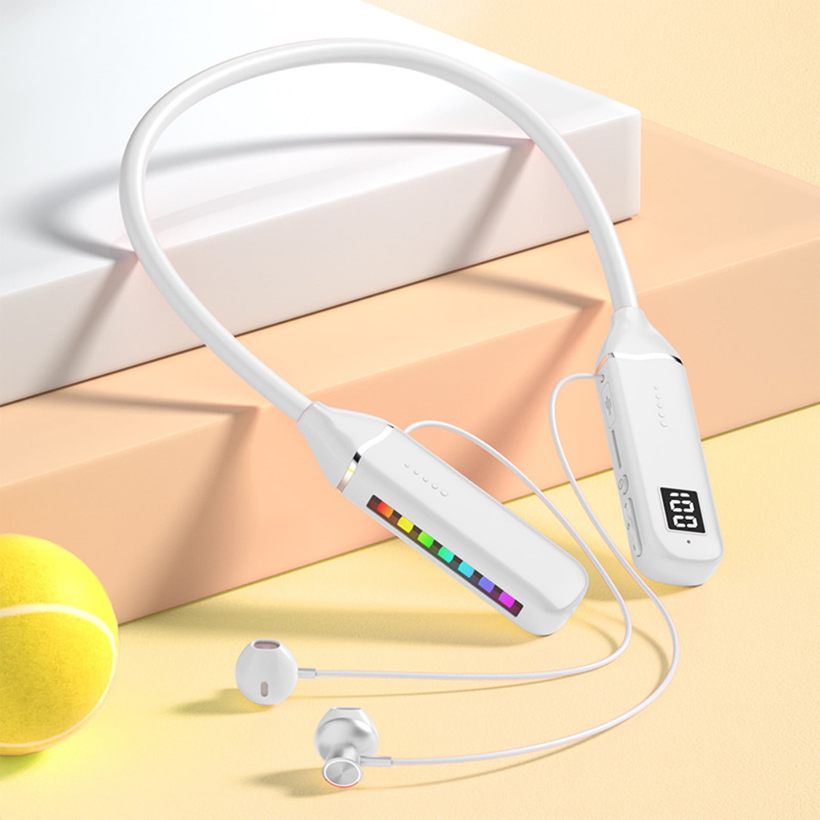 COM1950s Hanging Neck Bluetooth Earphones with Live Rgb Dazzling Lights ...