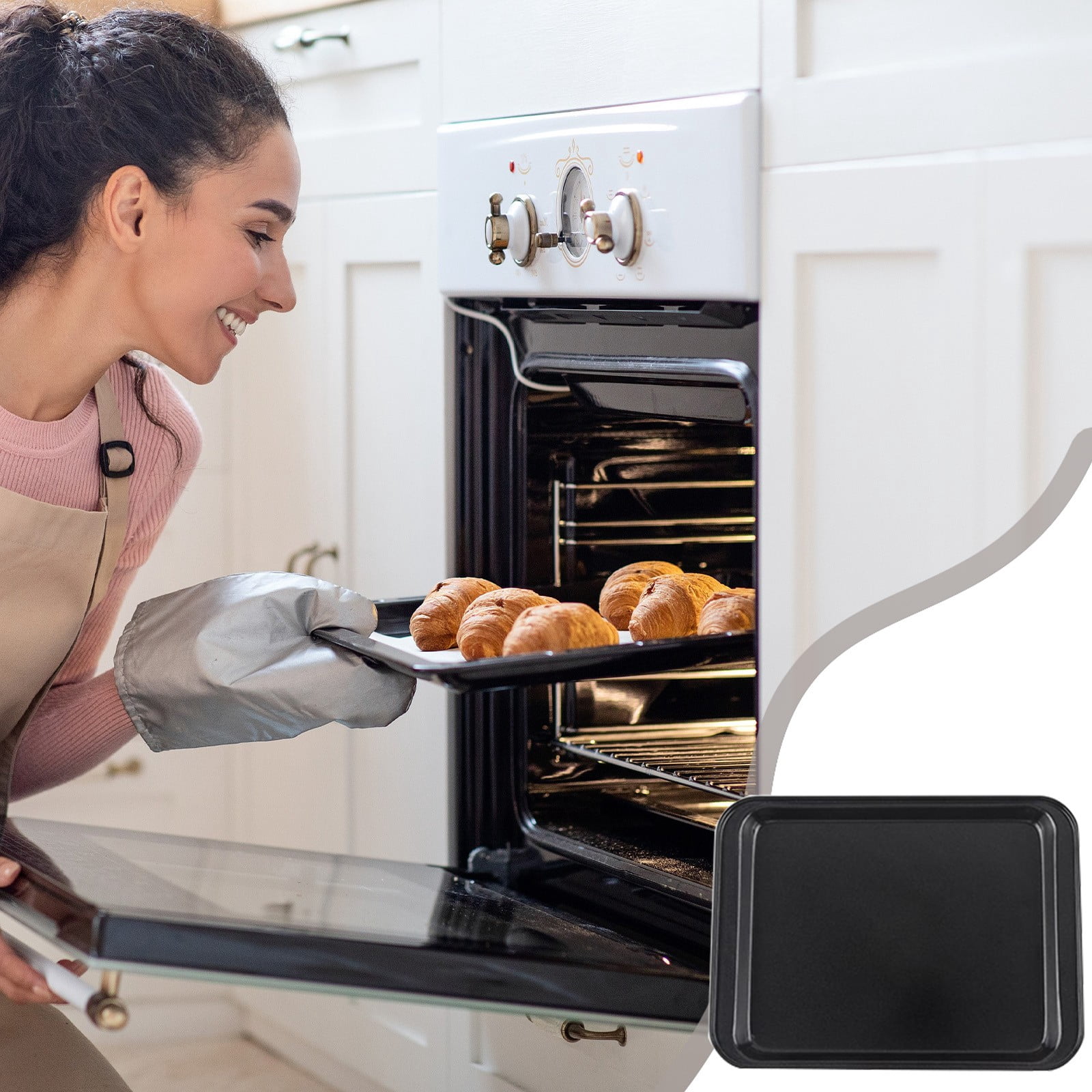 COM1950s Heavy Duty Nonstick Baking Sheet Pan,14.6X10.1 Inch Carbon ...