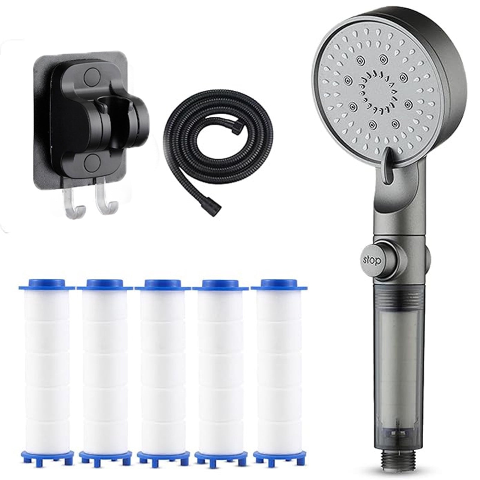 COM1950s High Pressure Shower Head,5 Spray Mode Filtered Handheld ...