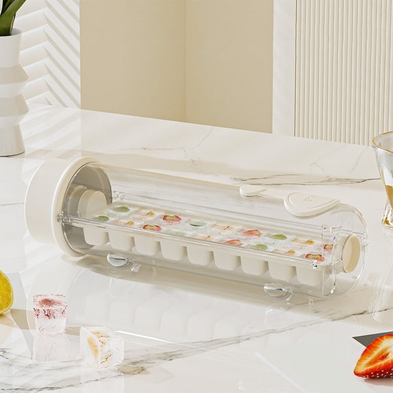 COM1950s Ice Tray with Lid, One-Click Ice Dispenser and Storage Bin ...