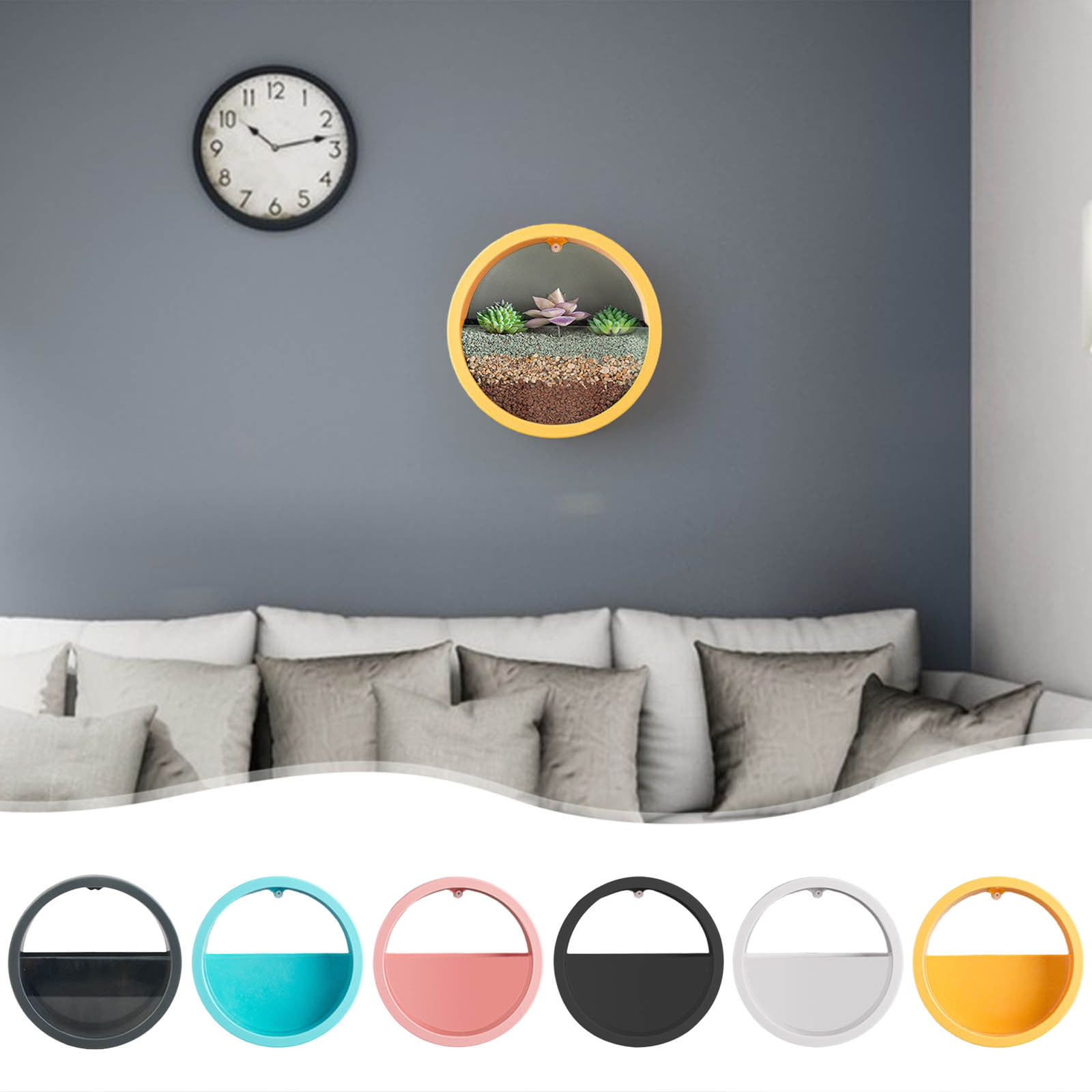 COM1950s Indoor Wall Planters,Modern Round Glass Wall Planter Succulent ...