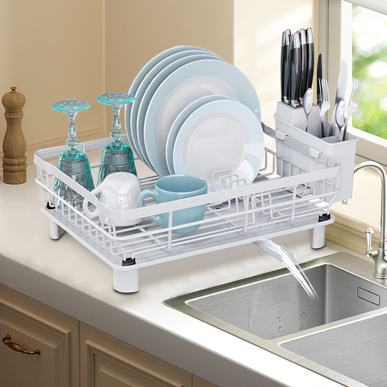 COM1950s Iron Dish Drying Rack with Drainboard Dish Drainers for ...