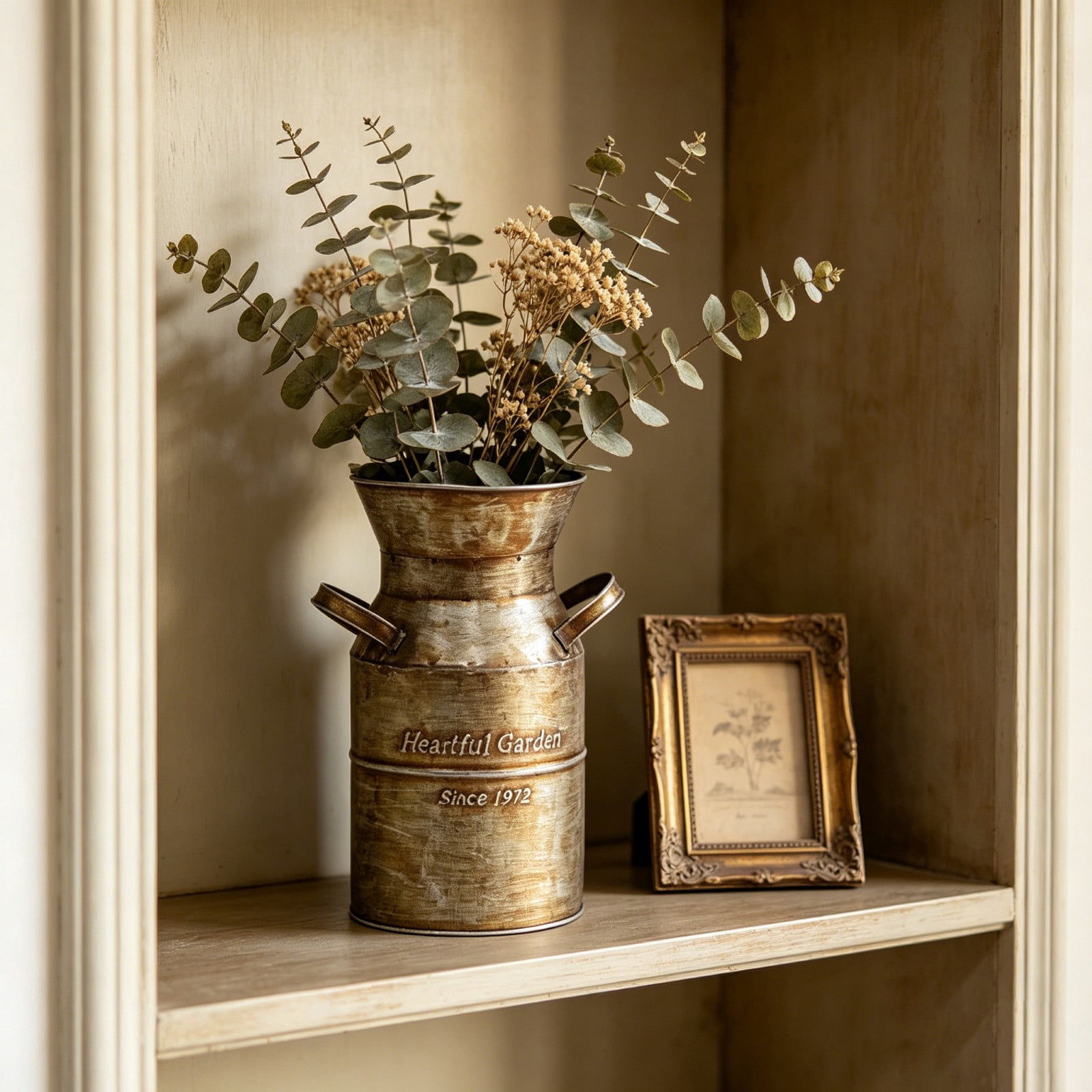 COM1950s Iron Milk Can Vase, Vintage Iron Pitcher Jug for Dried Flowers ...