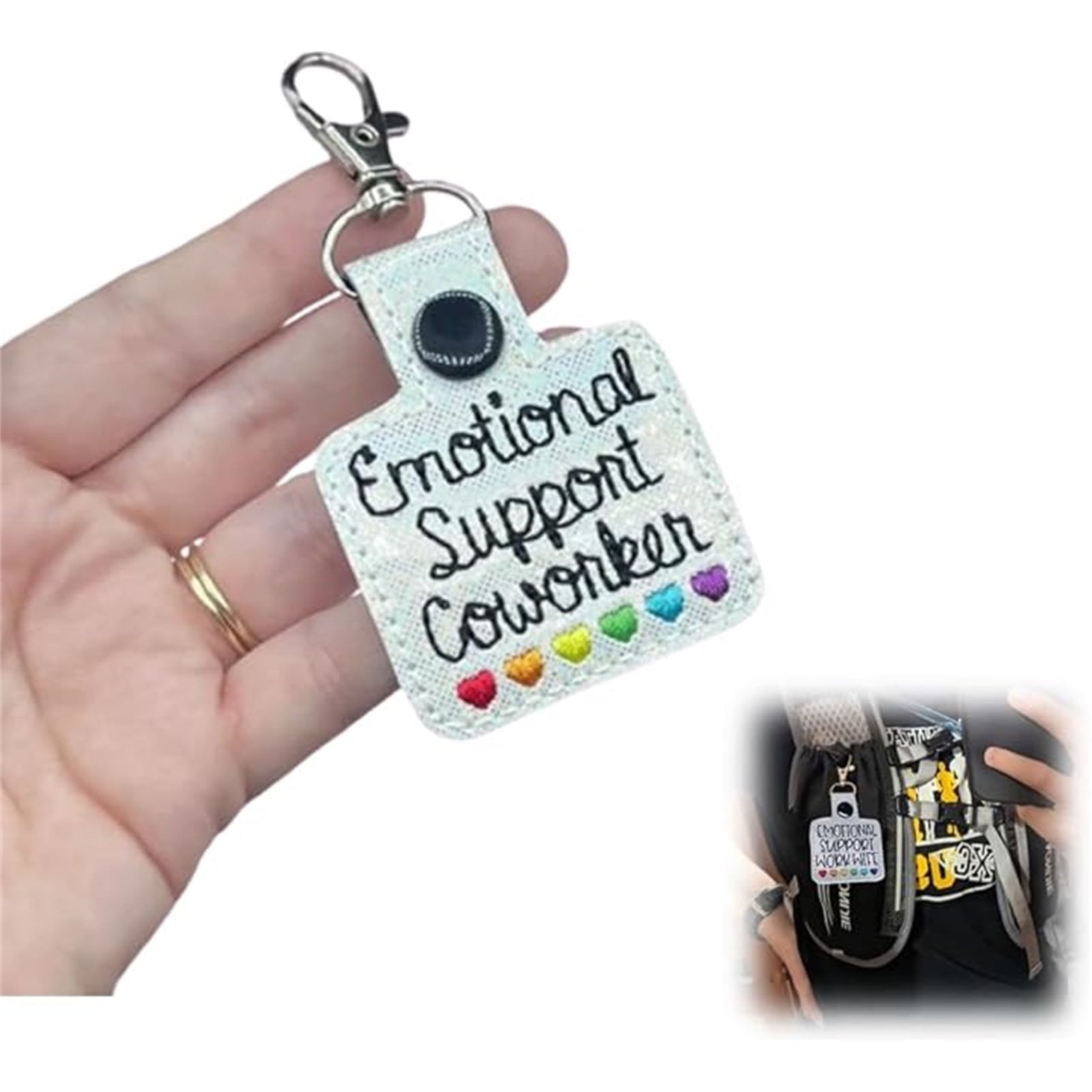 COM1950s Key Chain,Key Ring- Emotional Support Rainbows Hearts Keychain ...