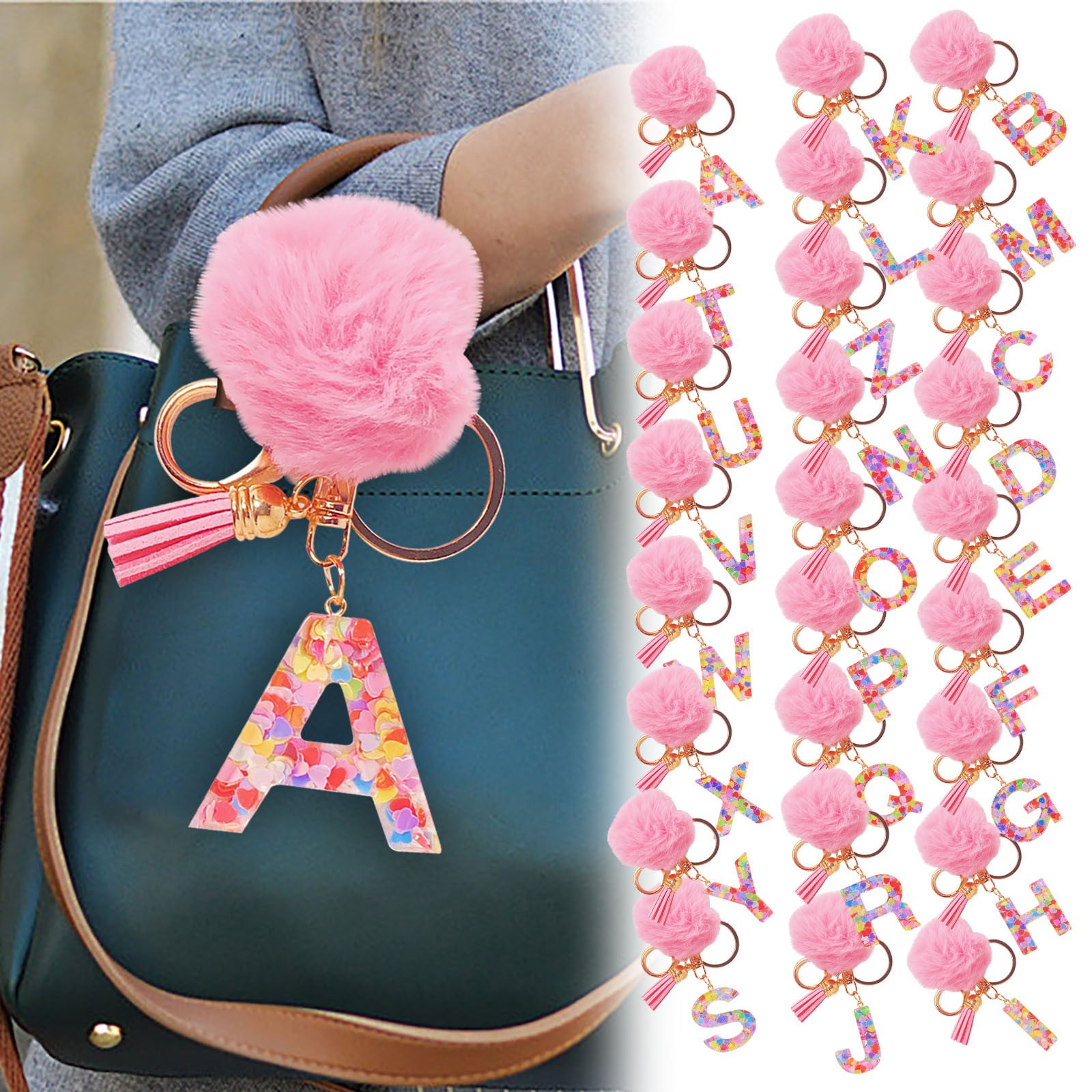 COM1950s Key Chains Women Cute- Letter Keychain,Letter A-Z Keychain ...