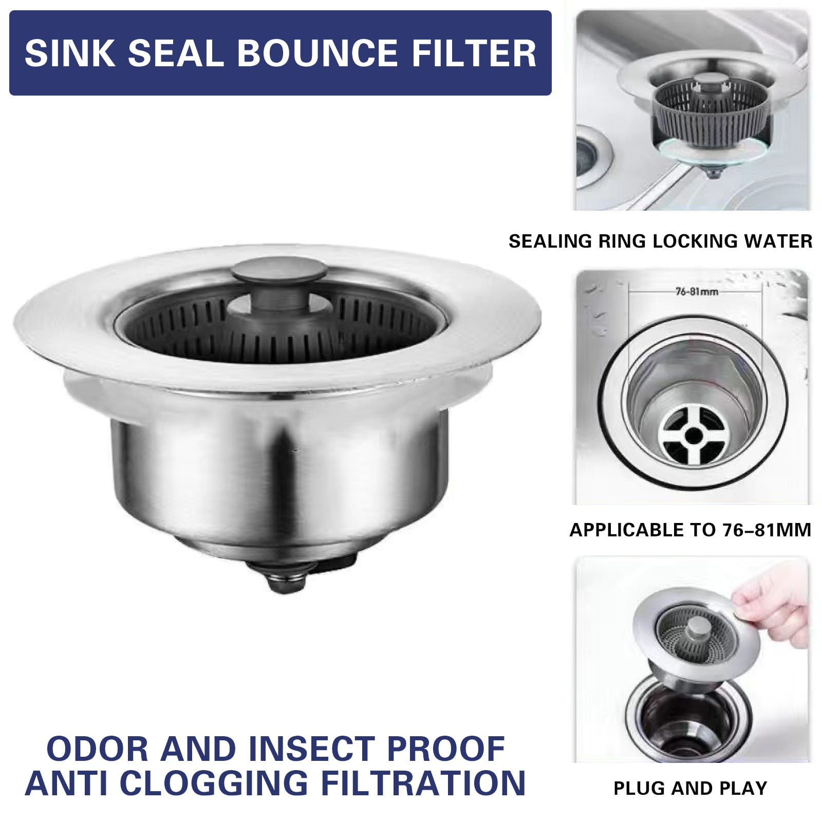 COM1950s Kitchen Sink Water Filter Kitchen Sink Dishwashing Basin ...